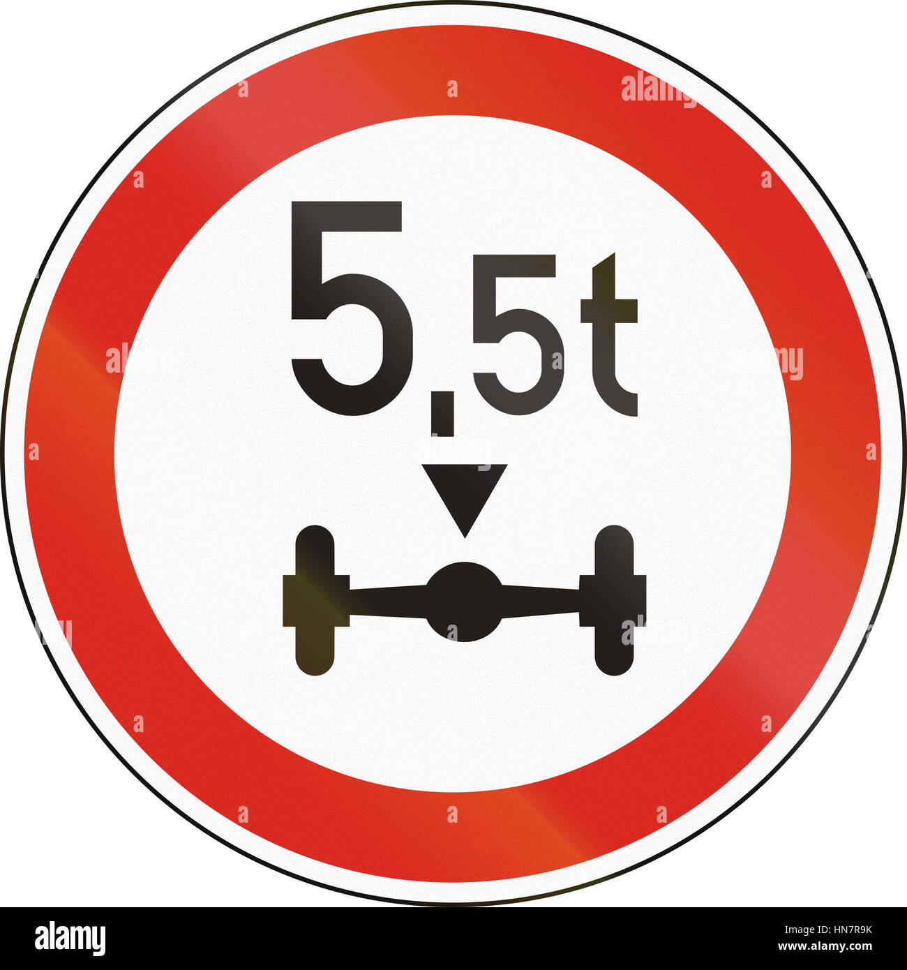 Road sign used in Hungary - No vehicles having a weight exceeding 5,5 ...