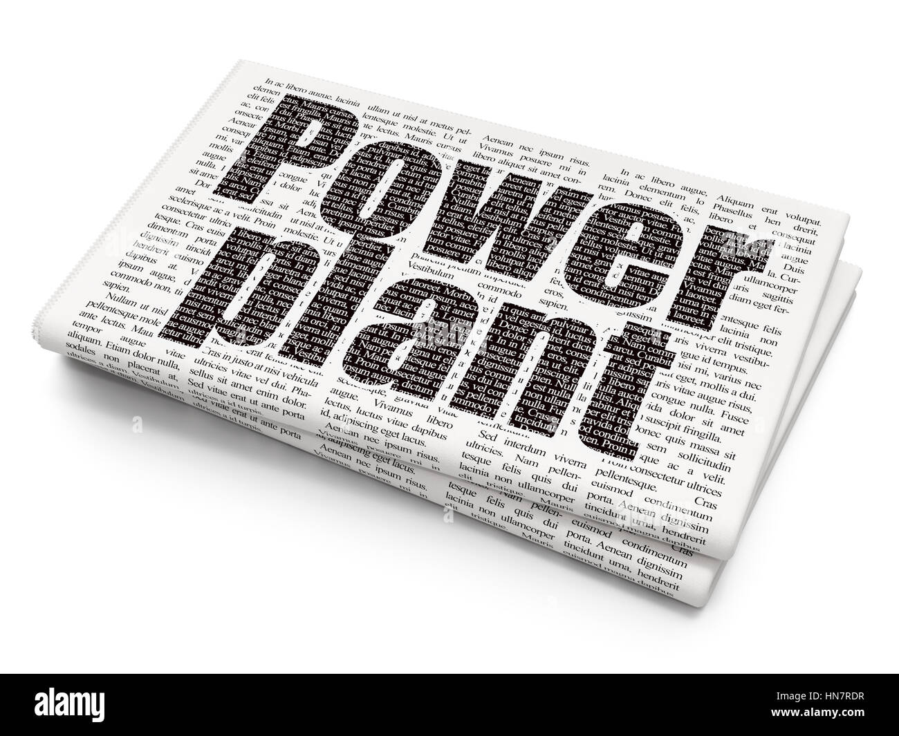 Manufacuring concept: Pixelated black text Power Plant on Newspaper ...