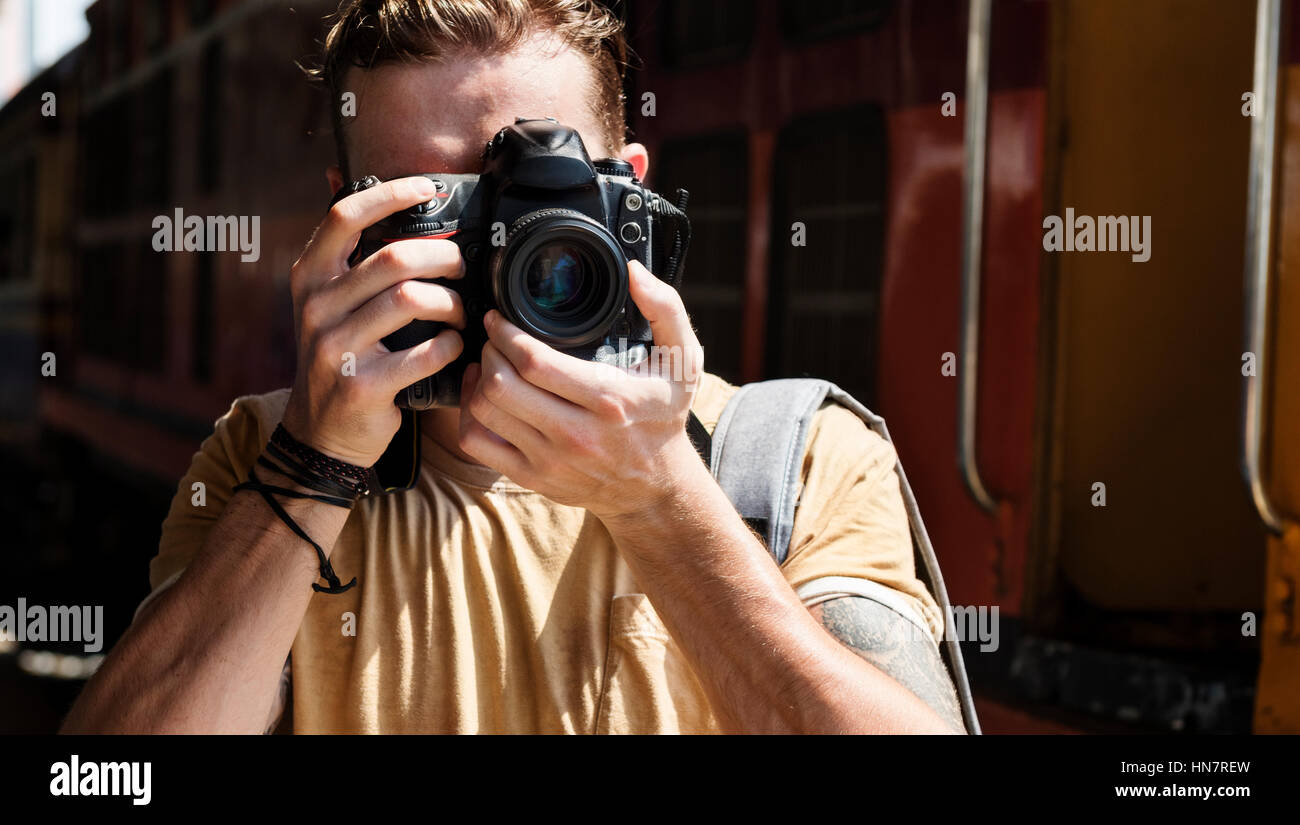 Photographer Camera DSLR Shooting Journalist Concept Stock Photo - Alamy