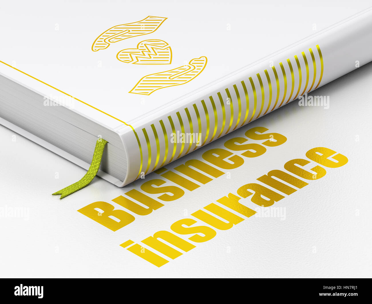 Insurance concept: closed book with Gold Heart And Palm icon and text ...