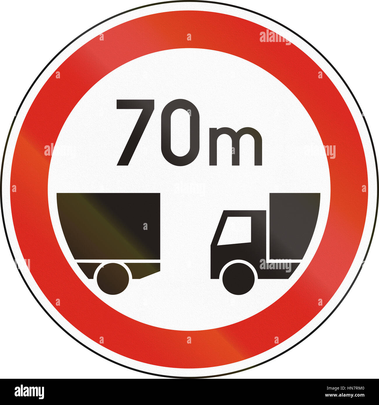Road sign used in Hungary - Minimum distance between trucks Stock Photo ...