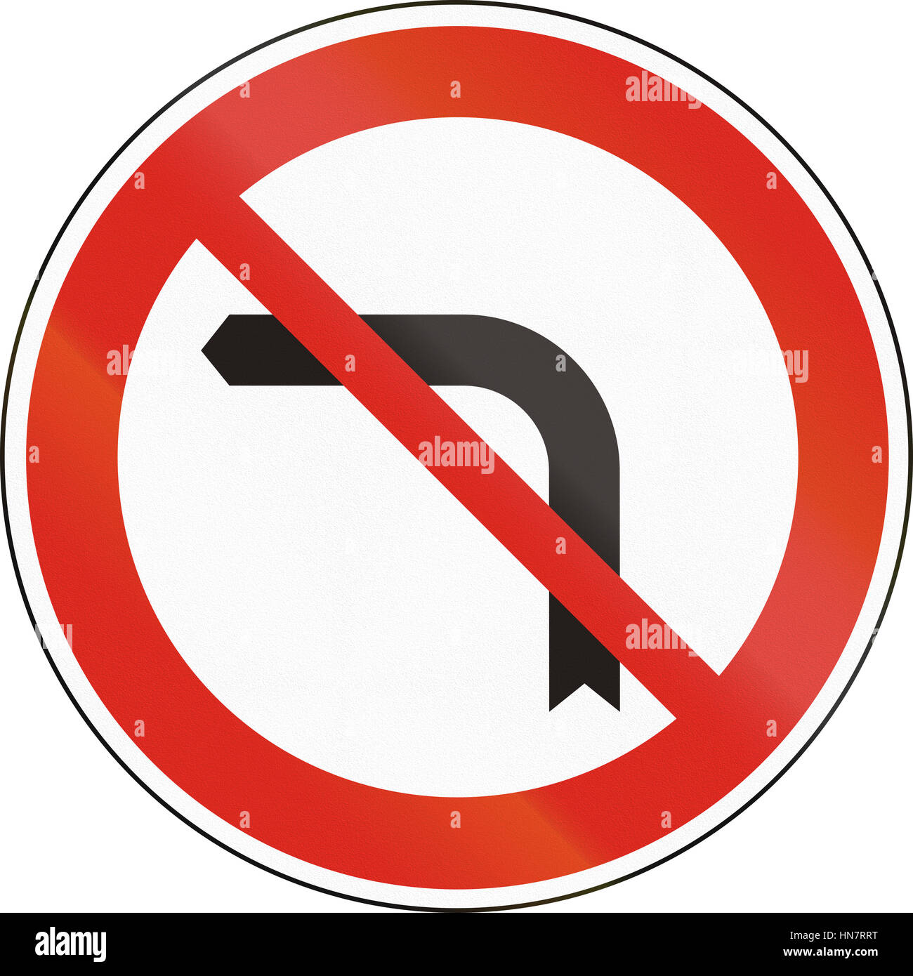 Hungarian regulatory road sign - No left turn Stock Photo - Alamy