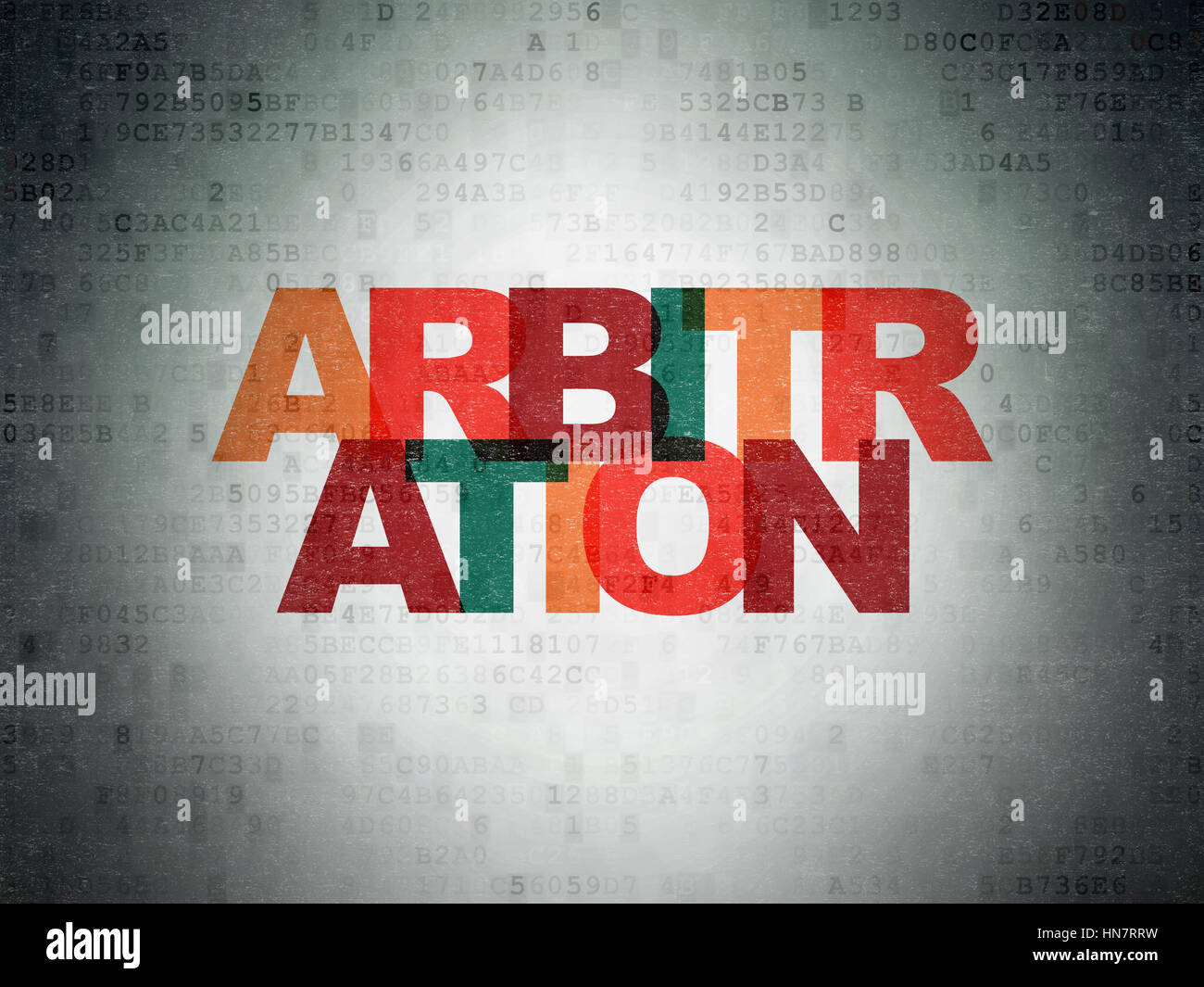 Law concept: Painted multicolor text Arbitration on Digital Data Paper ...