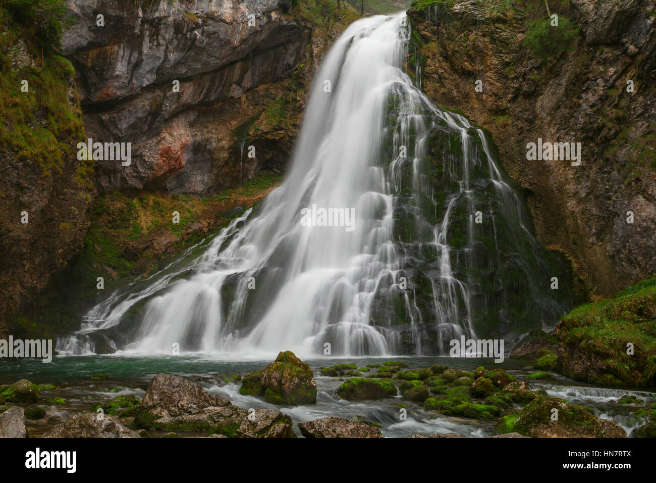 Beautiful Golling waterfall and near Golling and Salzach medieval town ...
