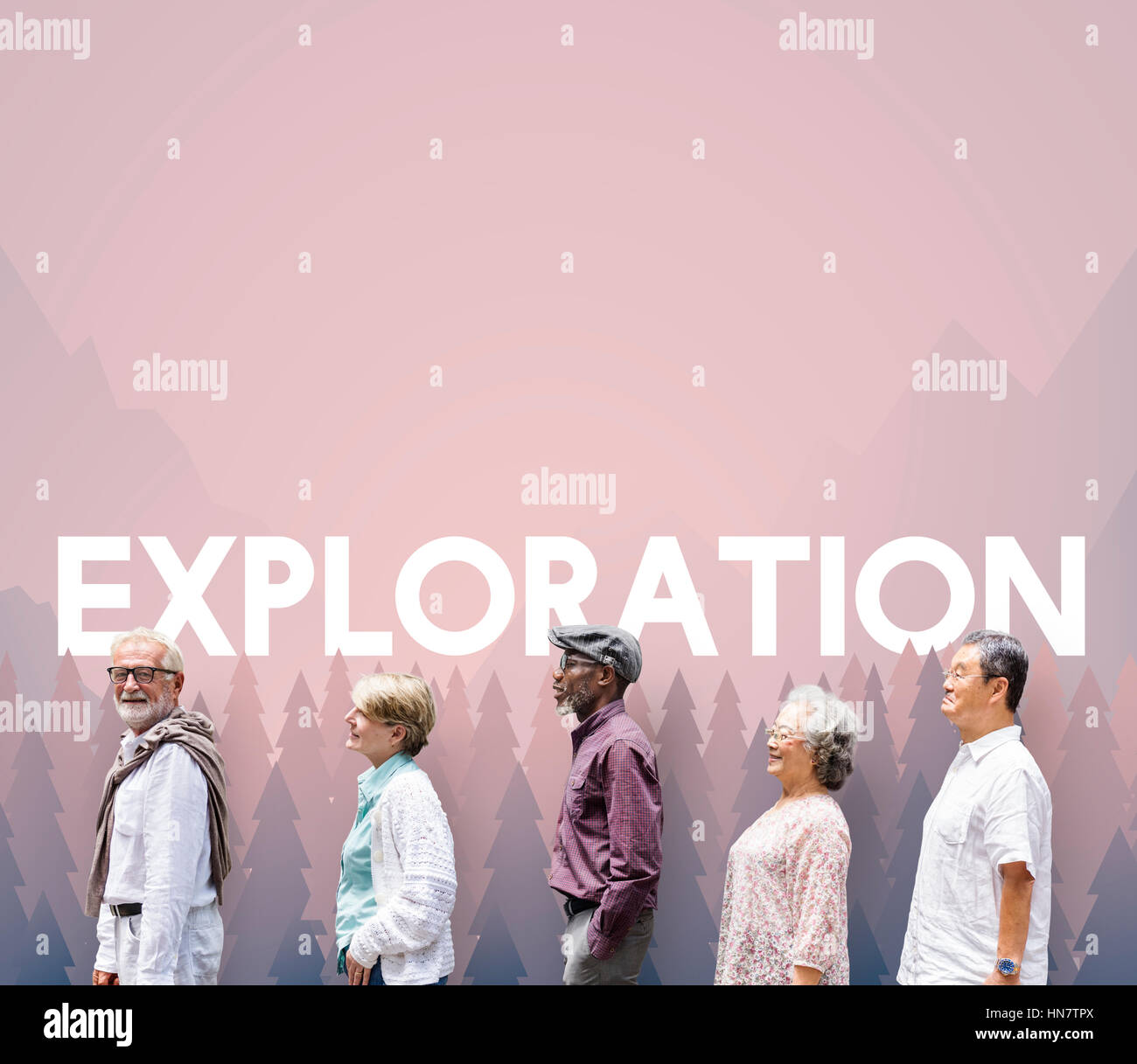 Exploration word on nature background with trees Stock Photo - Alamy