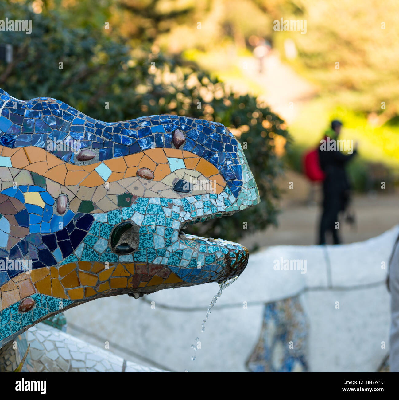 Mosaic lizard sculpture by Gaudi, Guell Park, Barcelona, Catalonia ...