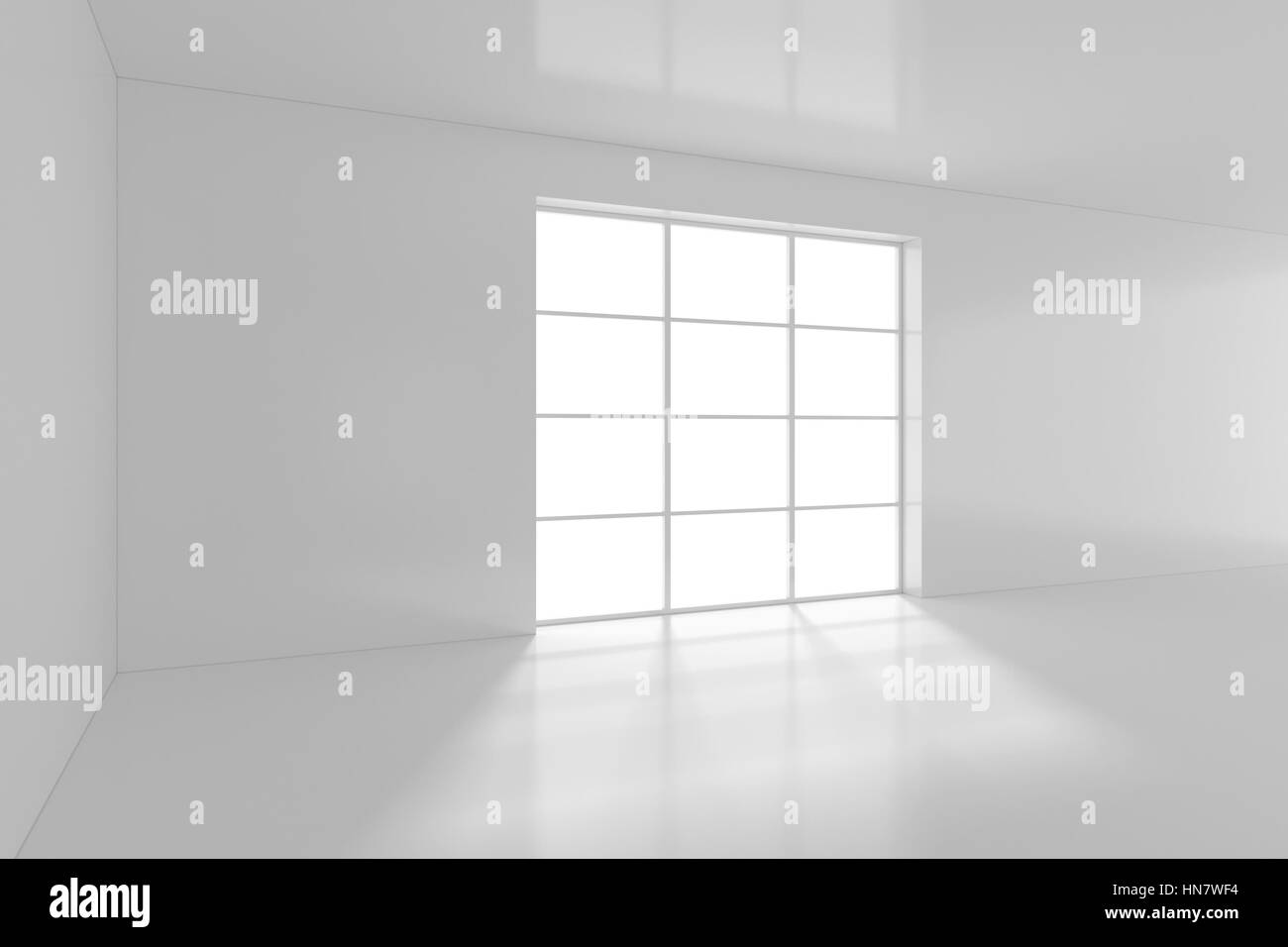 High resolution white room with window. 3d rendering Stock Photo - Alamy