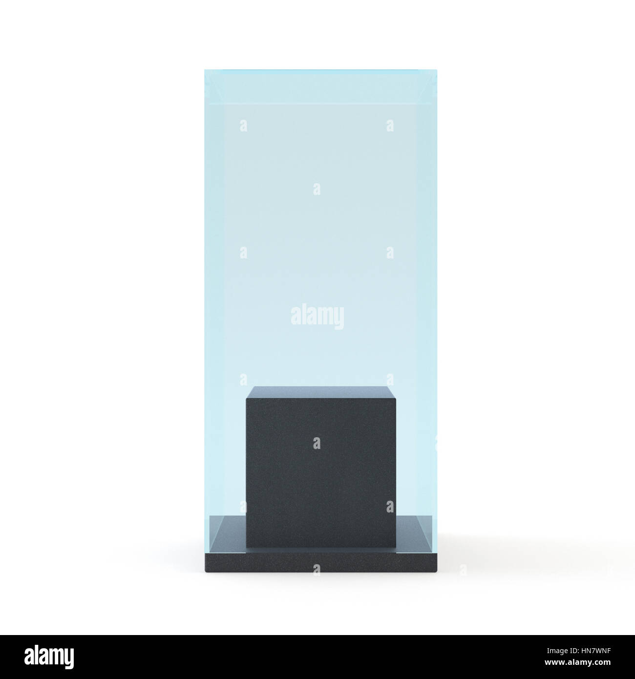 Empty glass showcase for exhibit. gray background Stock Photo - Alamy