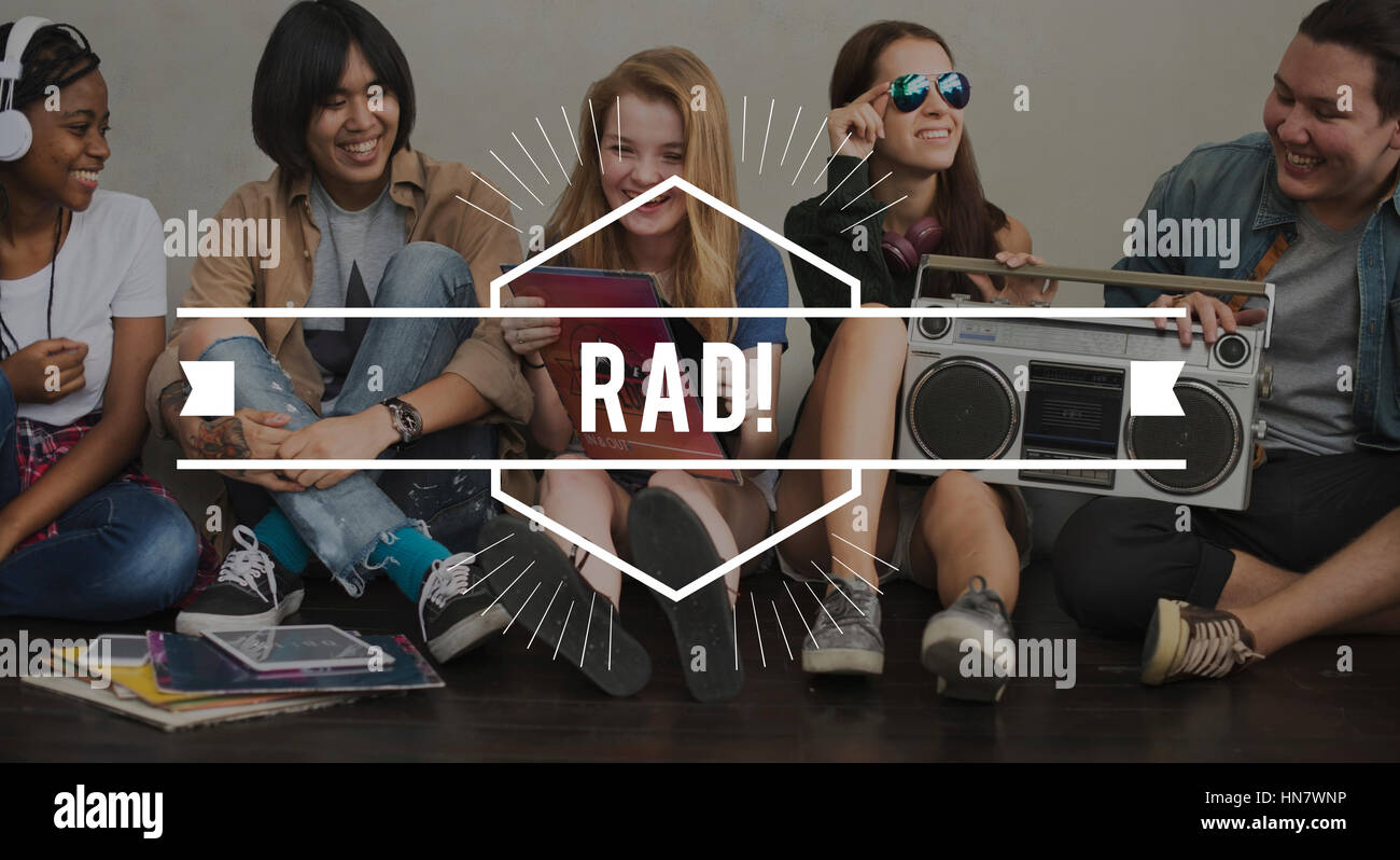 RAD! Vintage Vector Graphic Concept Stock Photo - Alamy