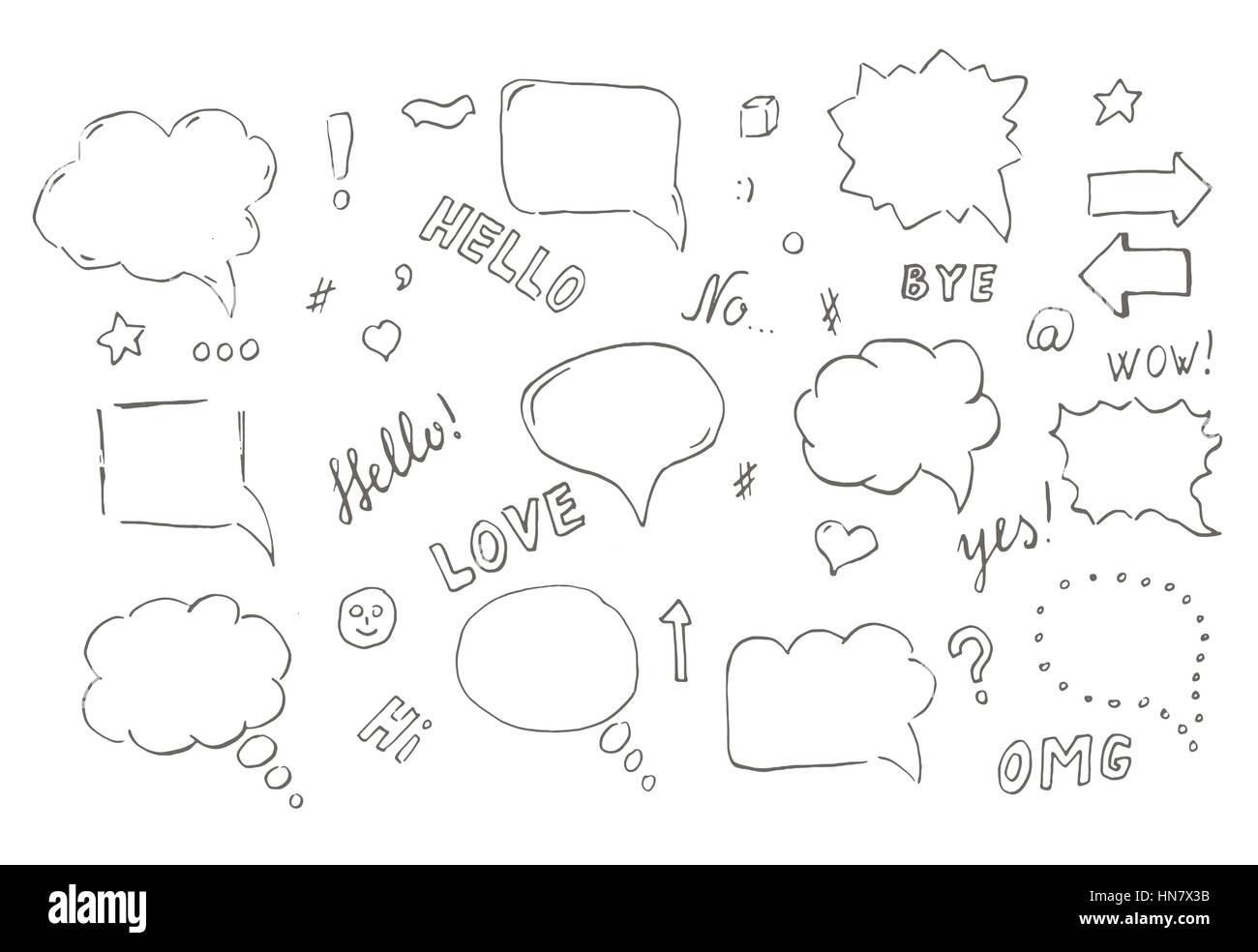 Speech hand drawn bubbles set Stock Vector Image & Art - Alamy