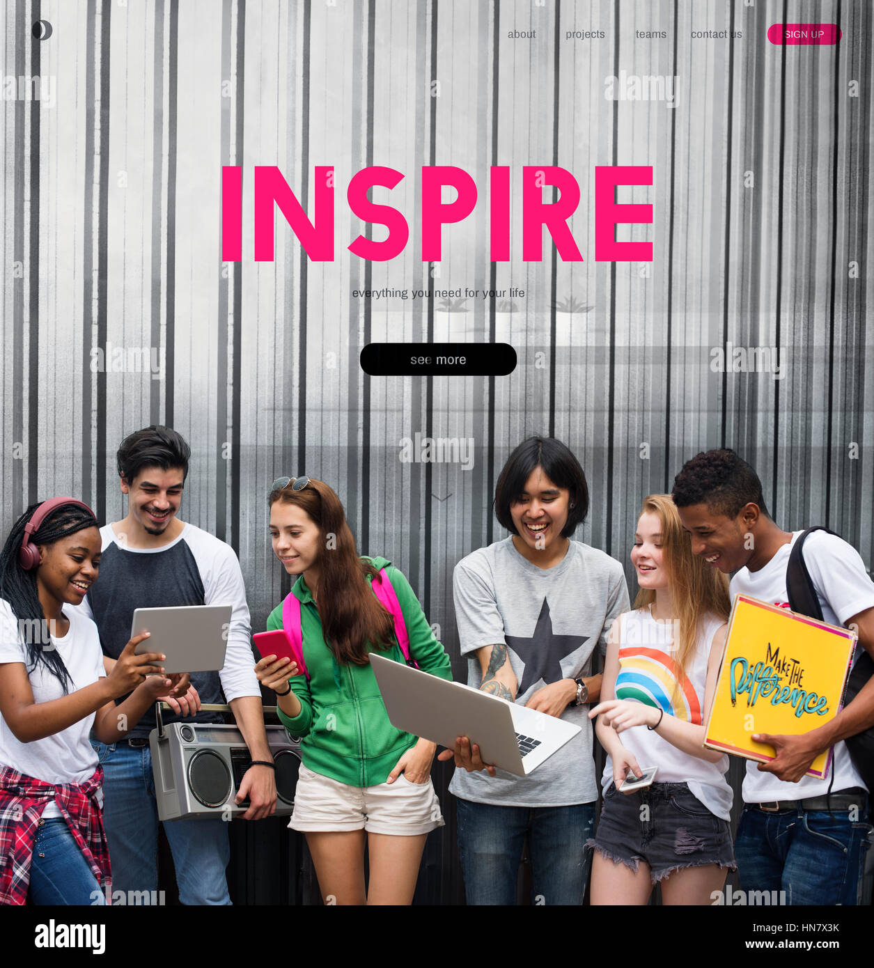 Inspire inspiration positivity word concept Stock Photo - Alamy