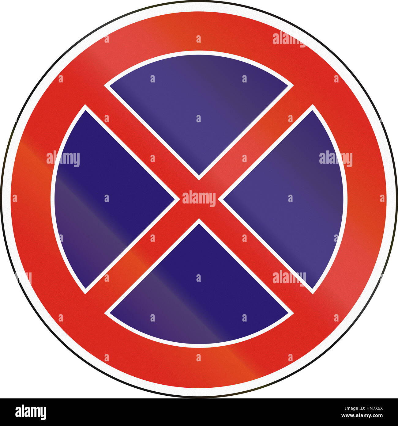 Hungarian regulatory road sign - No Stopping Stock Photo - Alamy