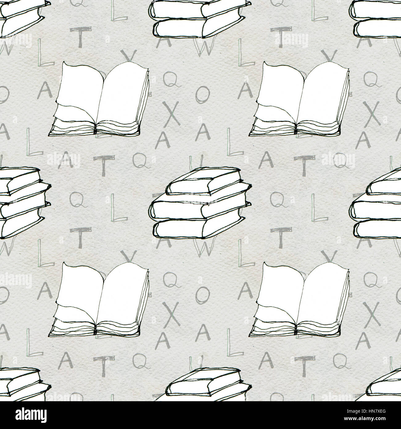 Seamless pattern with books Stock Photo - Alamy