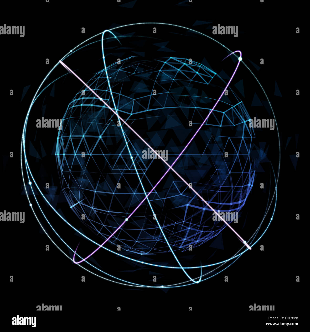 Digital design of a global network on orbit space Stock Photo - Alamy