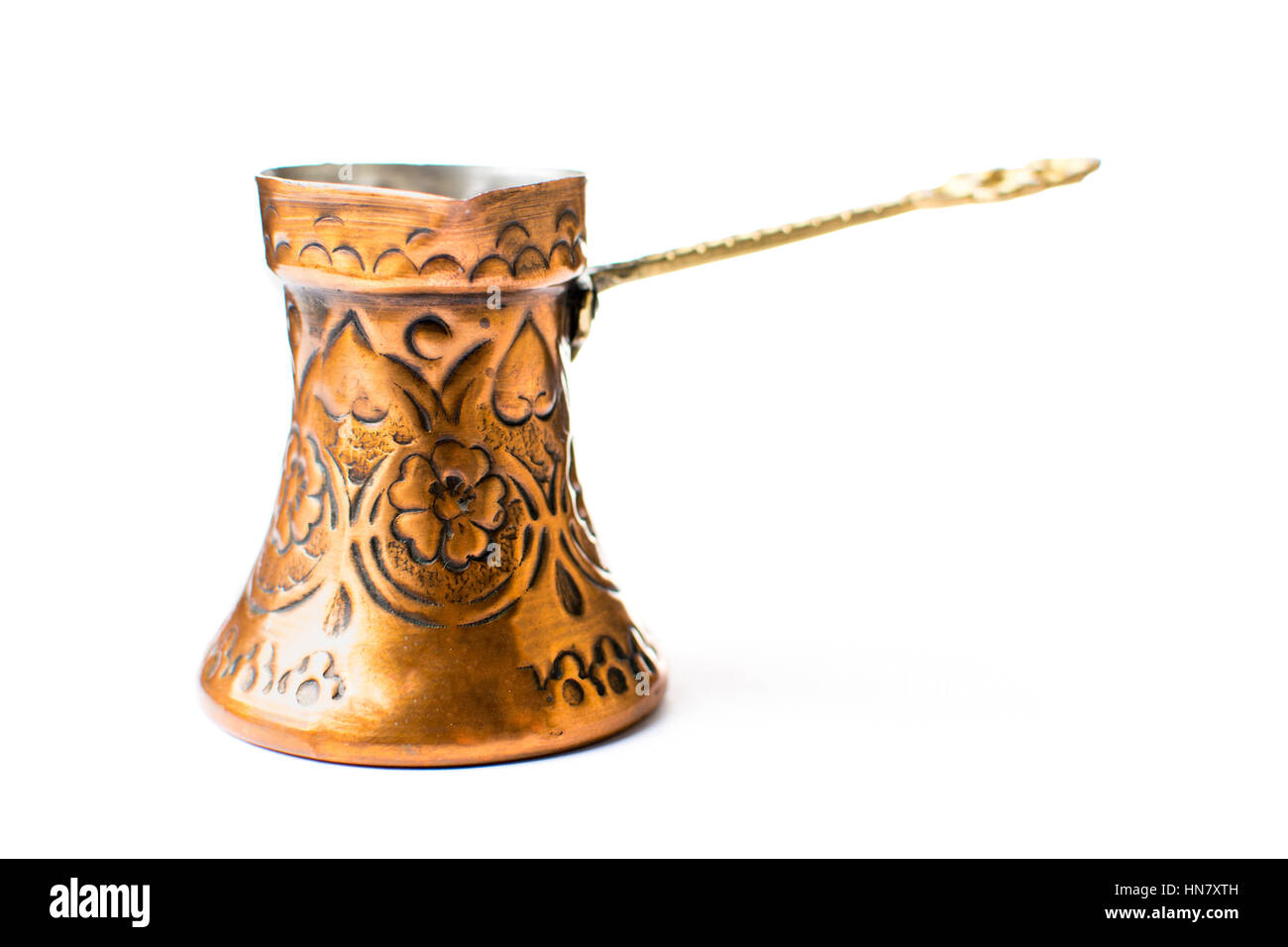 copper coffee pot isolated on white Stock Photo - Alamy