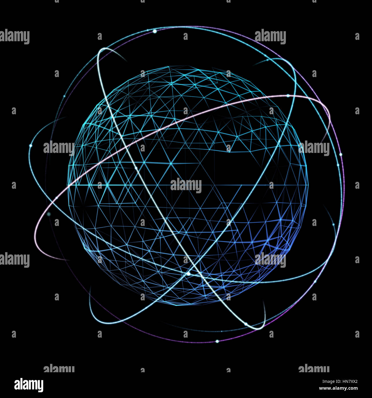 Digital design of a global network on orbit space Stock Photo - Alamy