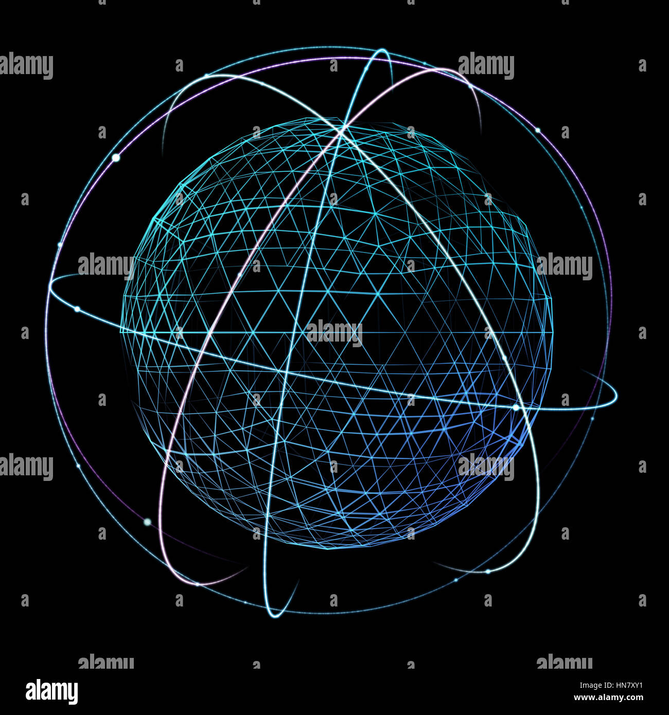 Digital design of a global network on orbit space Stock Photo - Alamy