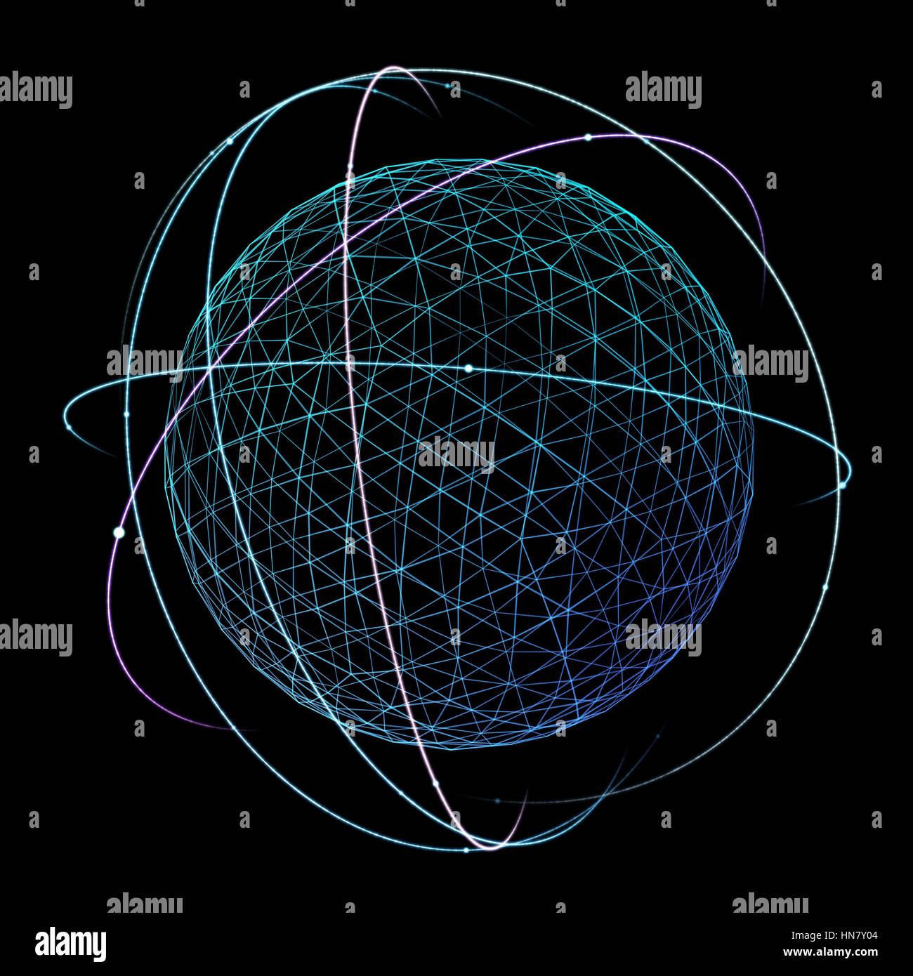 Digital design of a global network on orbit space Stock Photo - Alamy