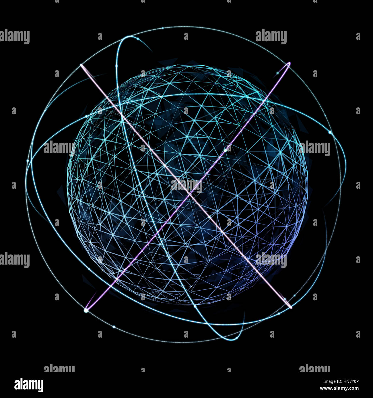 Digital design of a global network on orbit space Stock Photo - Alamy