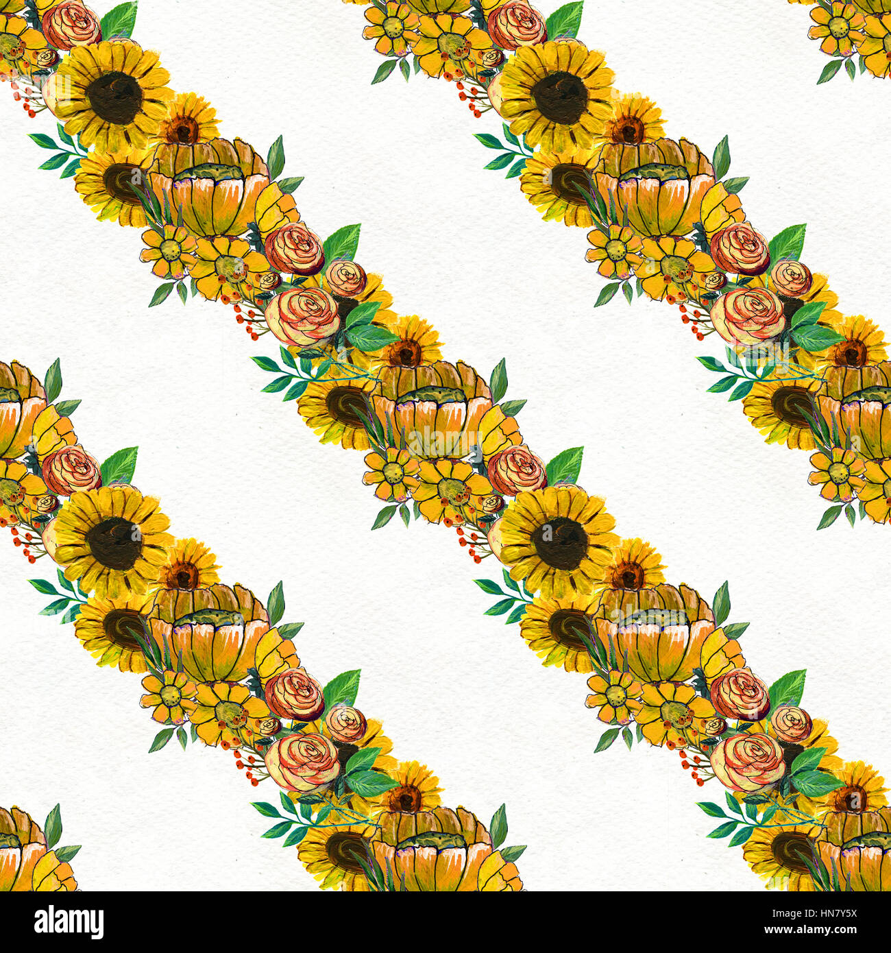 Seamless pattern with sunflowers Stock Photo - Alamy