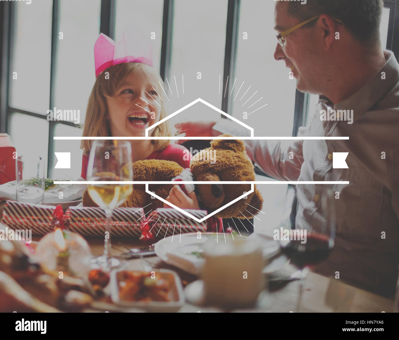 Cheerful Dinner Family Icon Border Stock Photo - Alamy