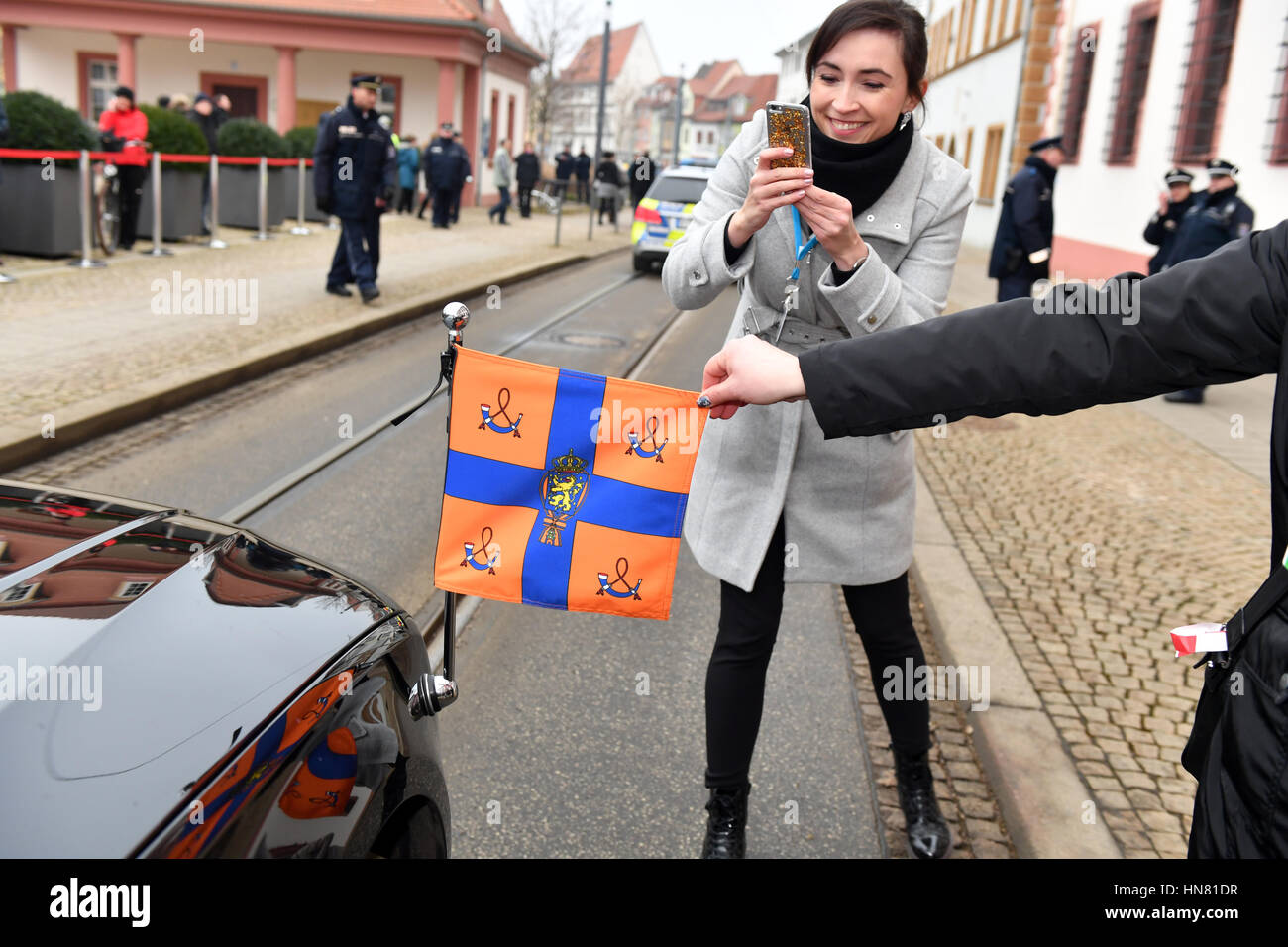 Erfurt, Germany. 08th Feb, 2017. The Royal Dutch standard seen on the ...
