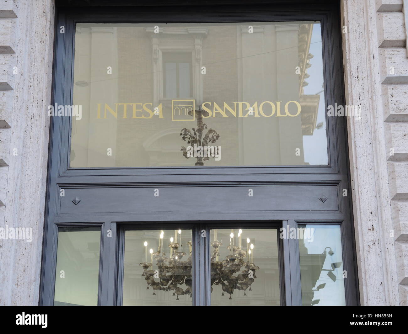 Rome, Italy. 07th Feb, 2017. The exterior of the Italian bank Intesa ...