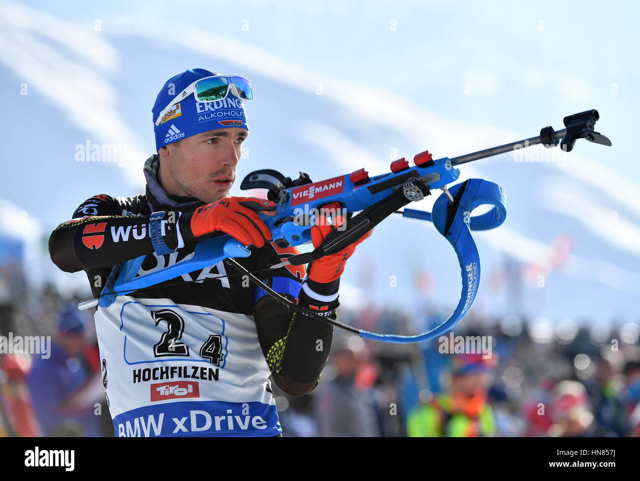 Hochfilzen, Austria. 09th Feb, 2017. German athlete Simon Schempp in ...