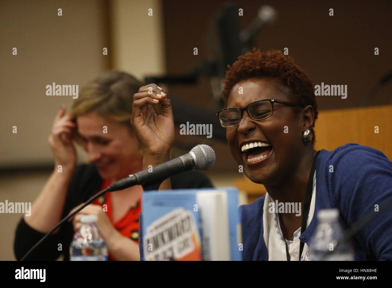 Los Angeles, California, USA. 18th Apr, 2015. Issa Rae laughs while ...