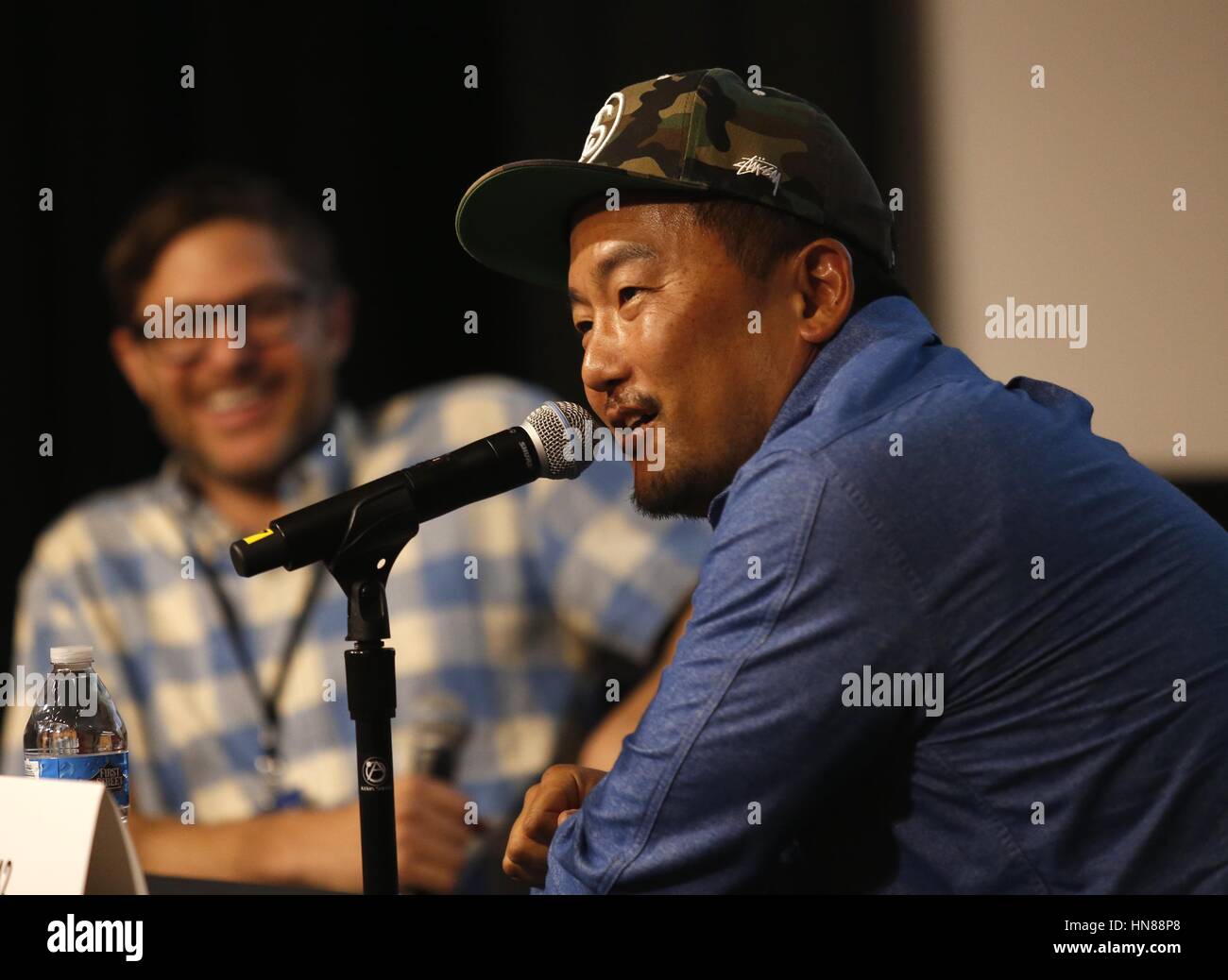Los Angeles, California, USA. 19th Apr, 2015. Josh Kun and Roy Choi ...
