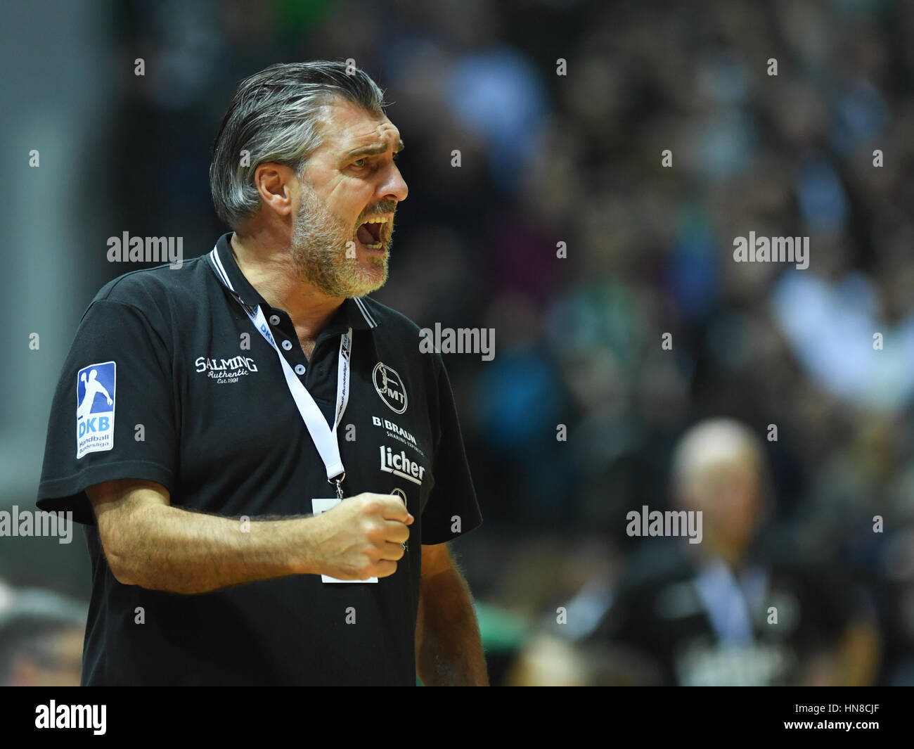 Wetzlar, Germany. 08th Feb, 2017. Melsungen's coach Michael Roth reacts ...