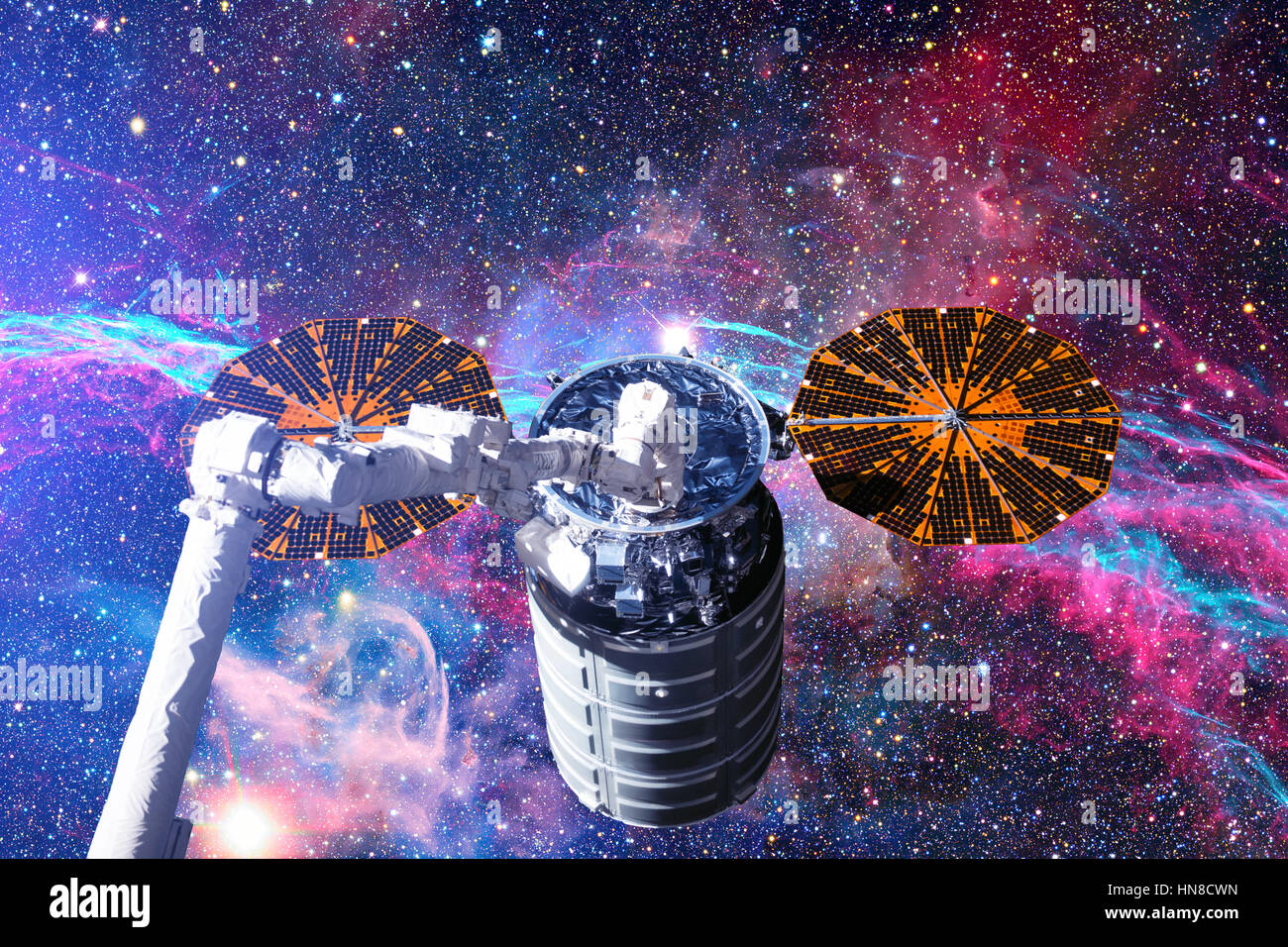 Cargo spacecraft - The Automated Transfer Vehicle over spiral galaxy ...