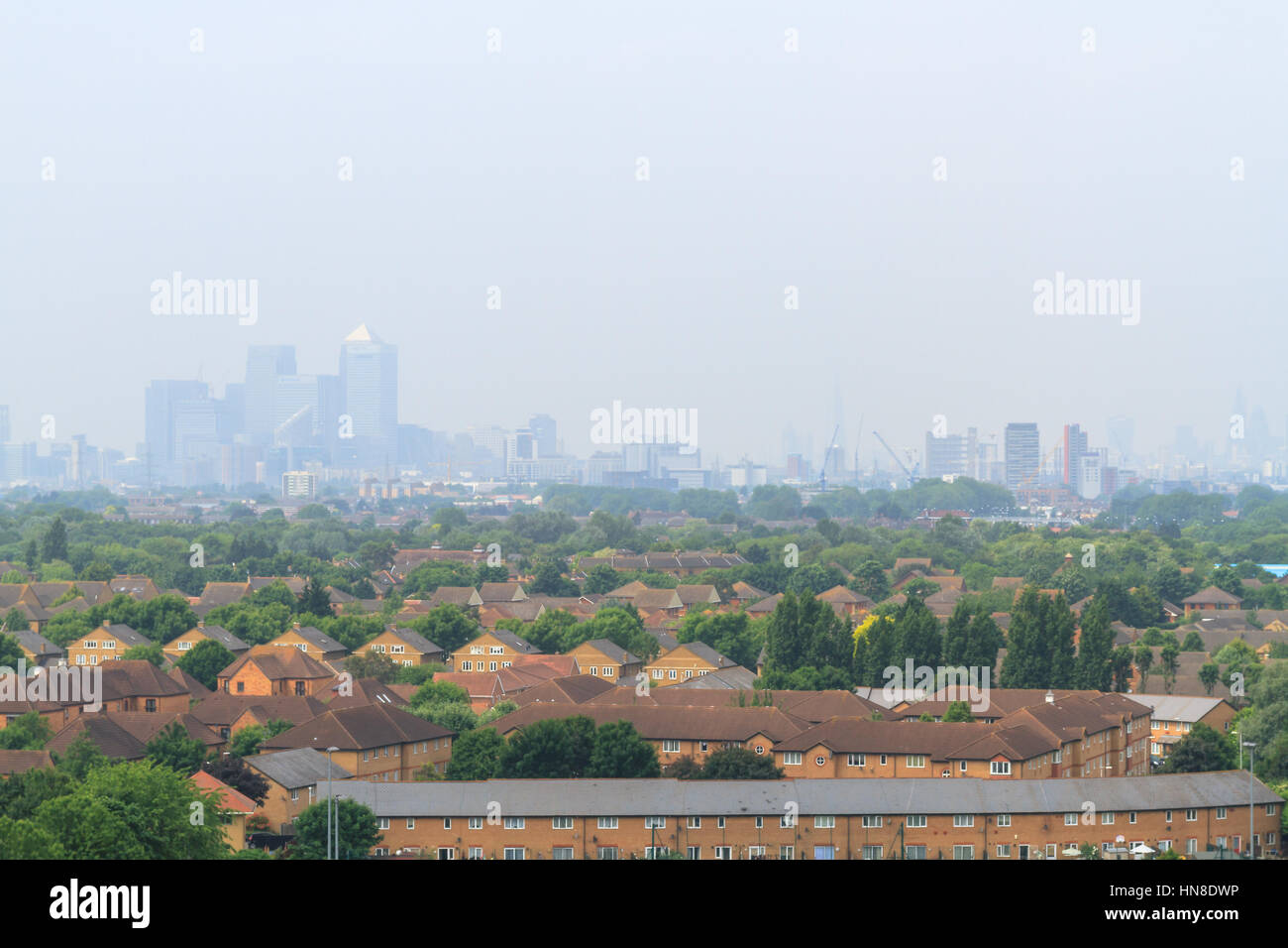 London skyline city smog, hazy summers day over the capital city, view ...