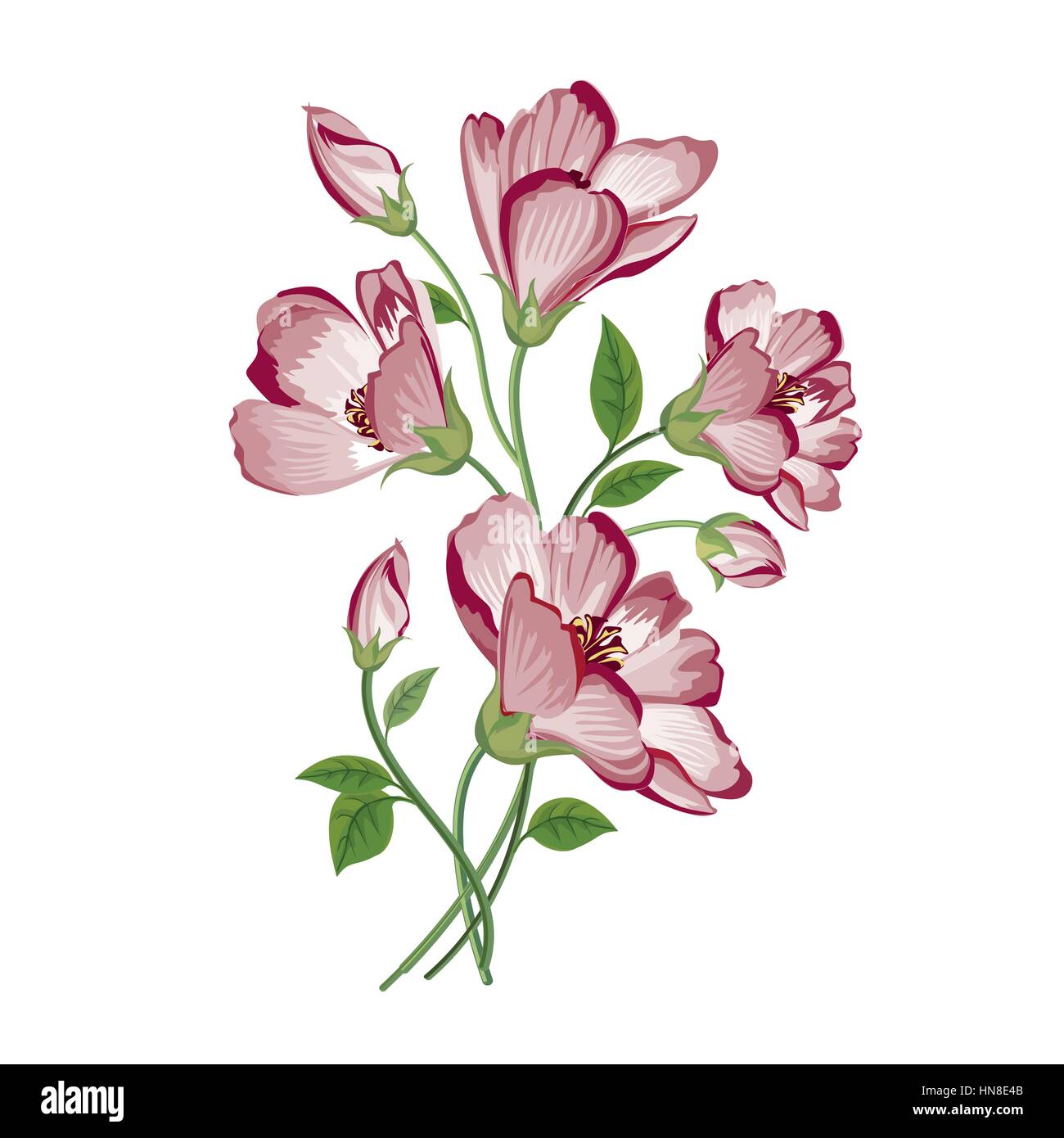 Flower bouquet. Floral frame. Flourish greeting card. Blooming flowers ...