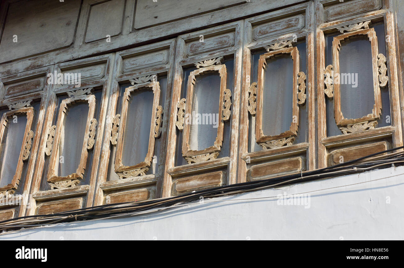 Traditional wooden framed window, Lijiang, Yunnan, China Stock Photo ...