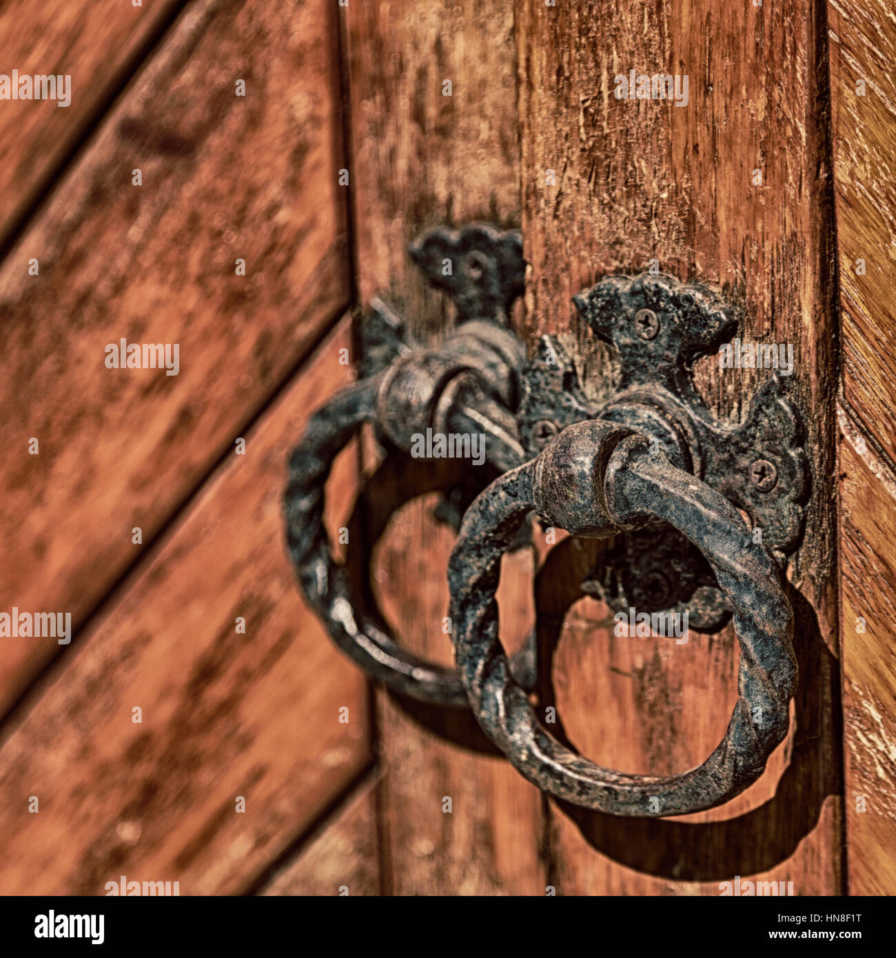 blur in south africa antique door entrance and decorative handle for background Stock Photo - Alamy