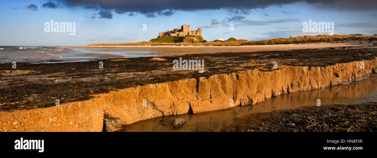 Summer, Bamburgh Castle, Bamburgh village, North Northumbrian Coast ...