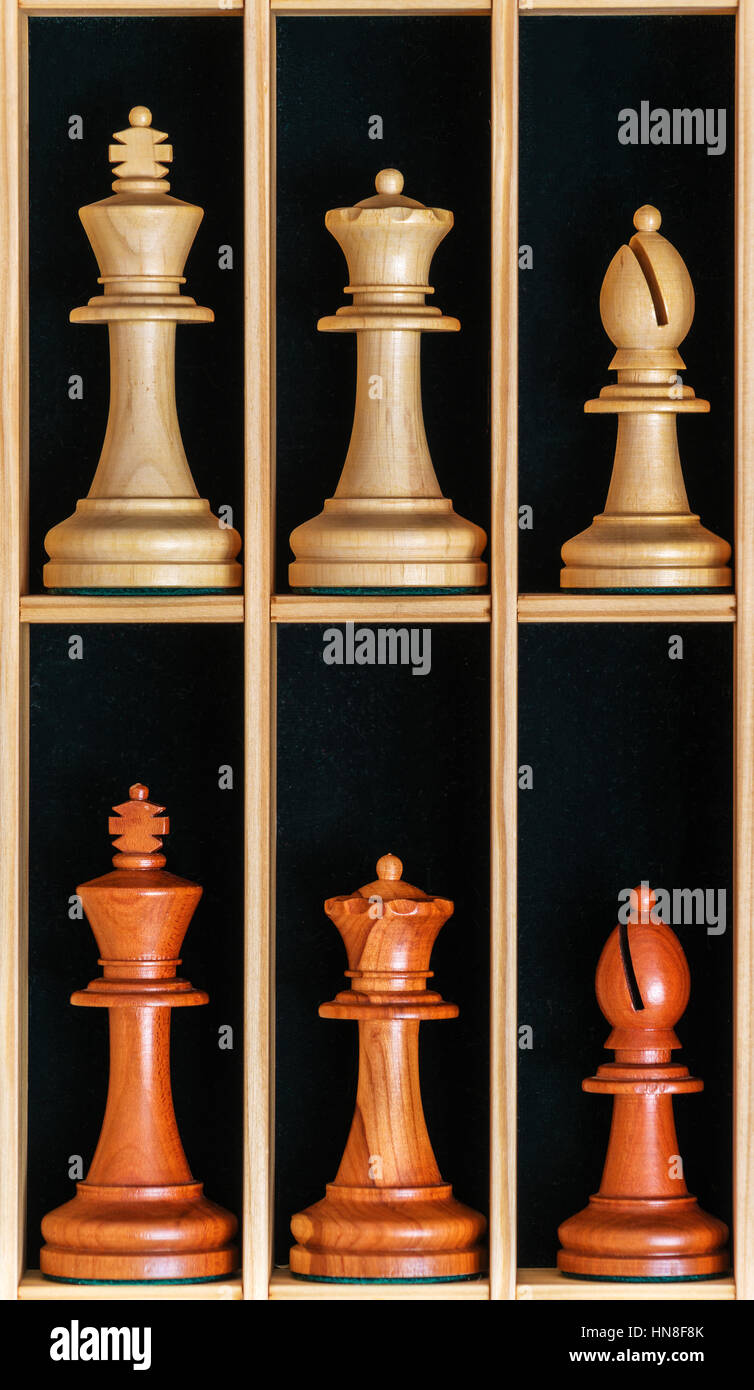 Set of chess pieces in a beautiful wooden box deluxe version Stock ...