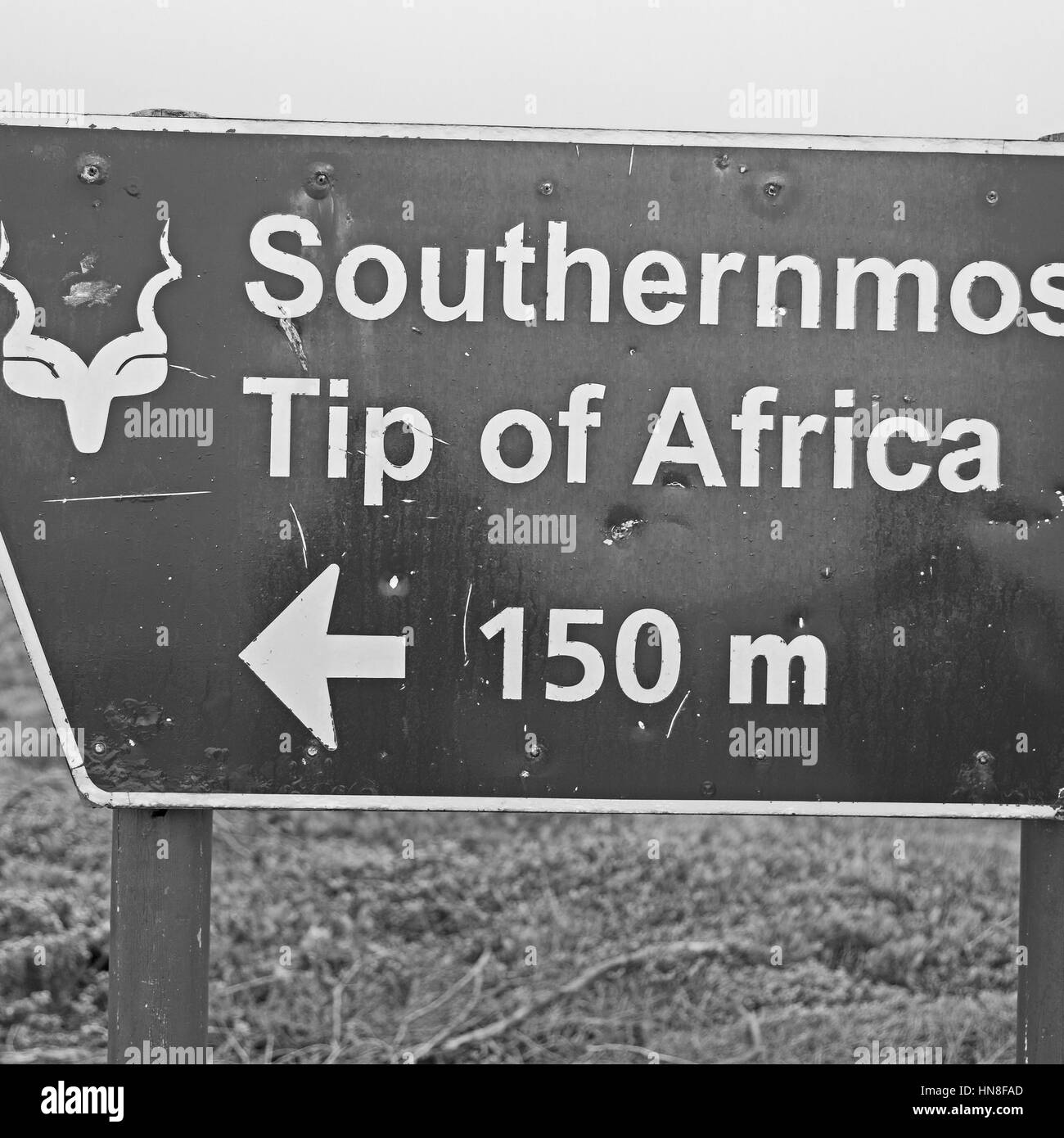 in south africa road sign of cape agulahs the most southern african ...