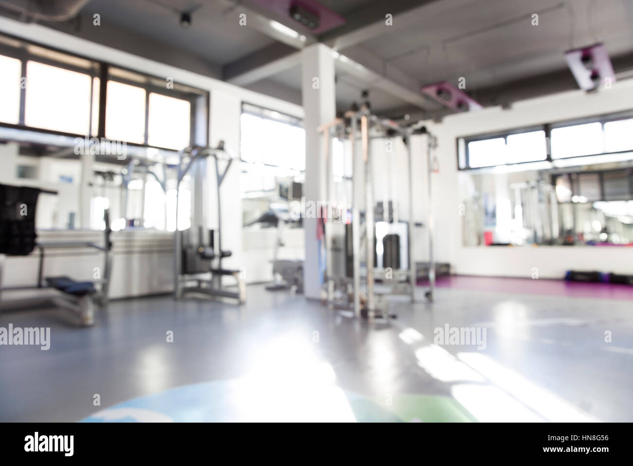 Interior of a fitness hall with sport equipment Stock Photo - Alamy
