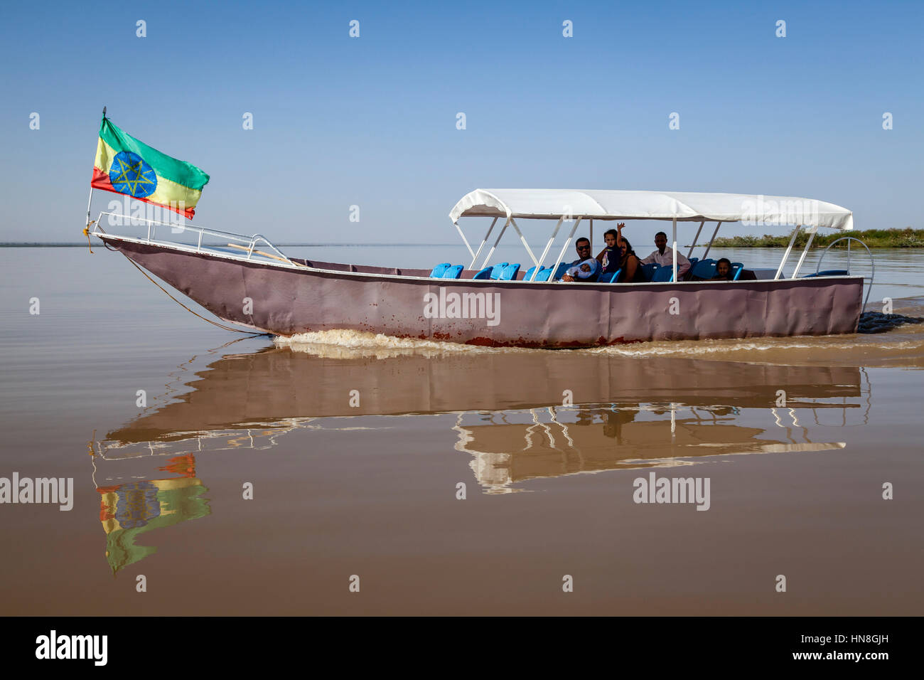 An Ethiopian Family Take A Boat Trip Out Onto The Lake, Lake Ziway ...