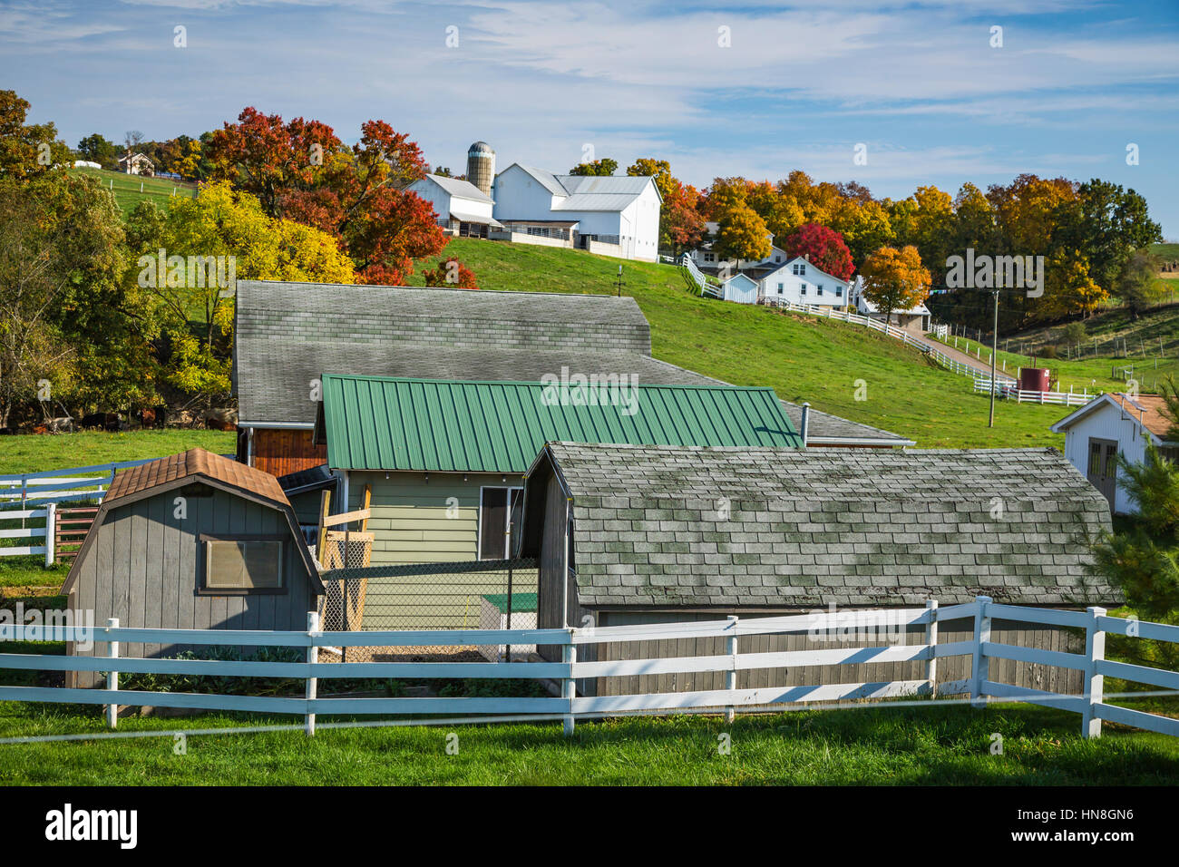 An Amish farm with house and barn near Charm, Ohio, USA Stock Photo - Alamy
