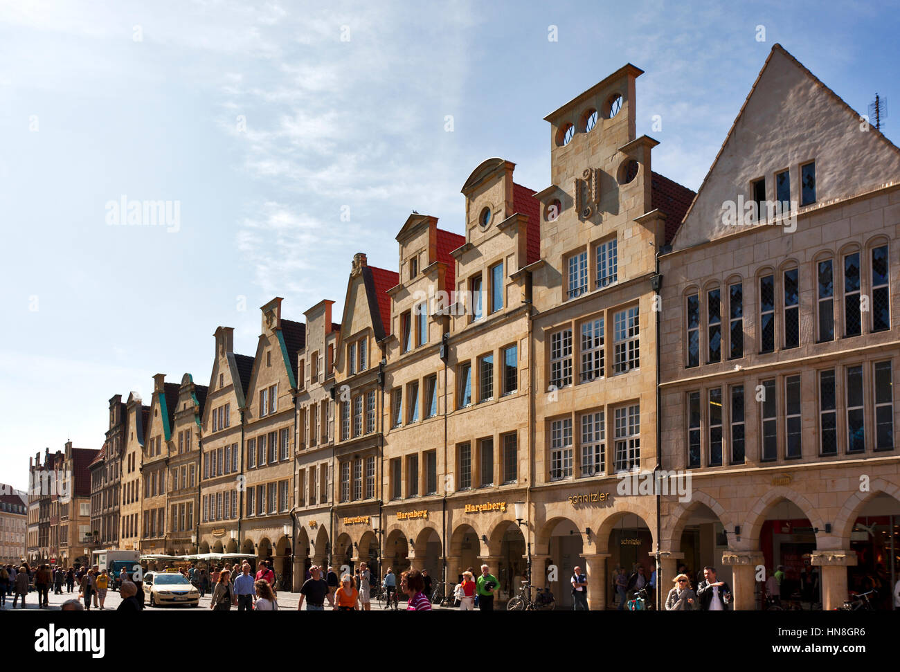 Muenster, Germany - April 2, 2011: Medieval facades at the ...
