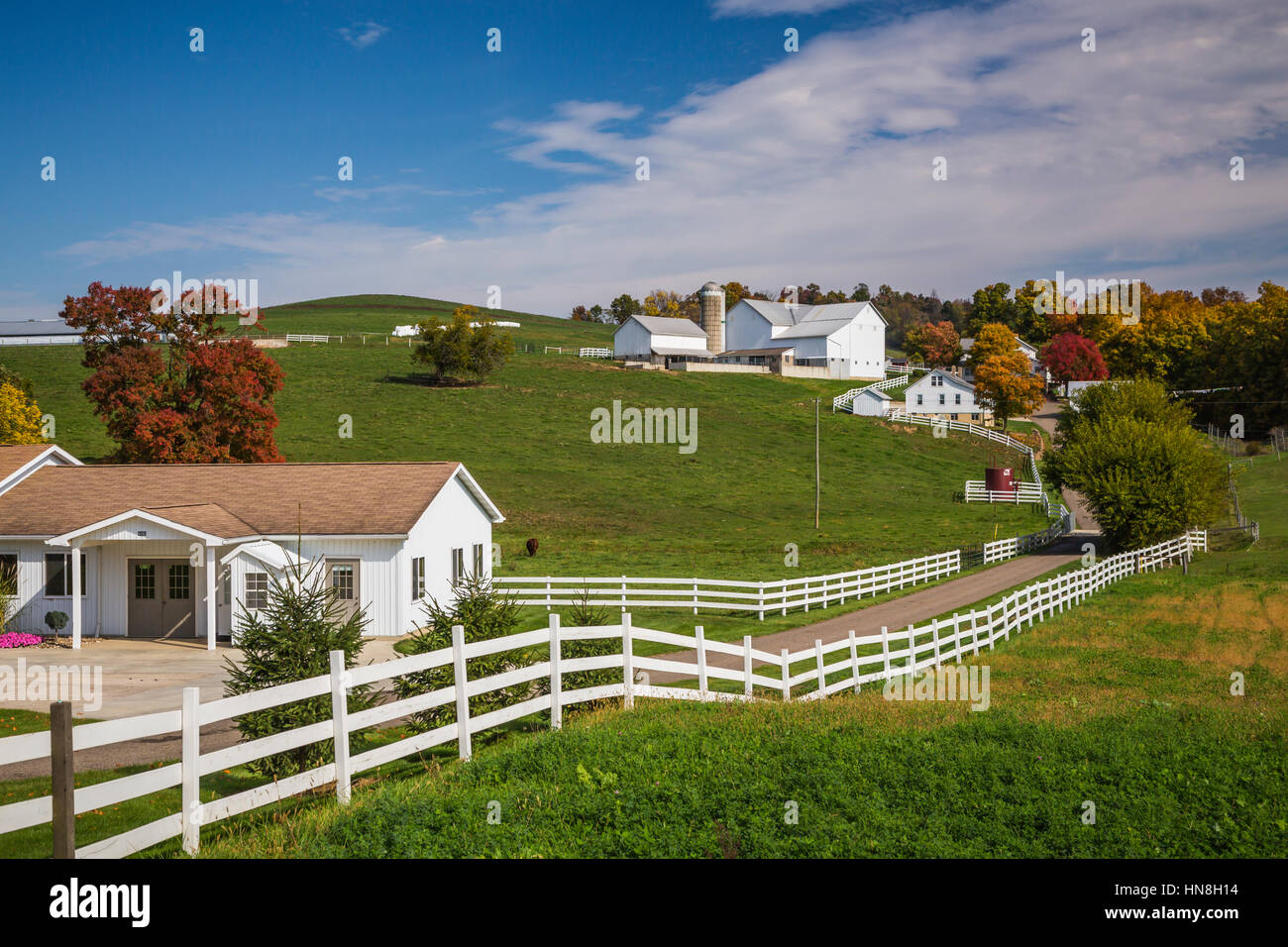 An Amish farm with house and barn near Charm, Ohio, USA Stock Photo - Alamy