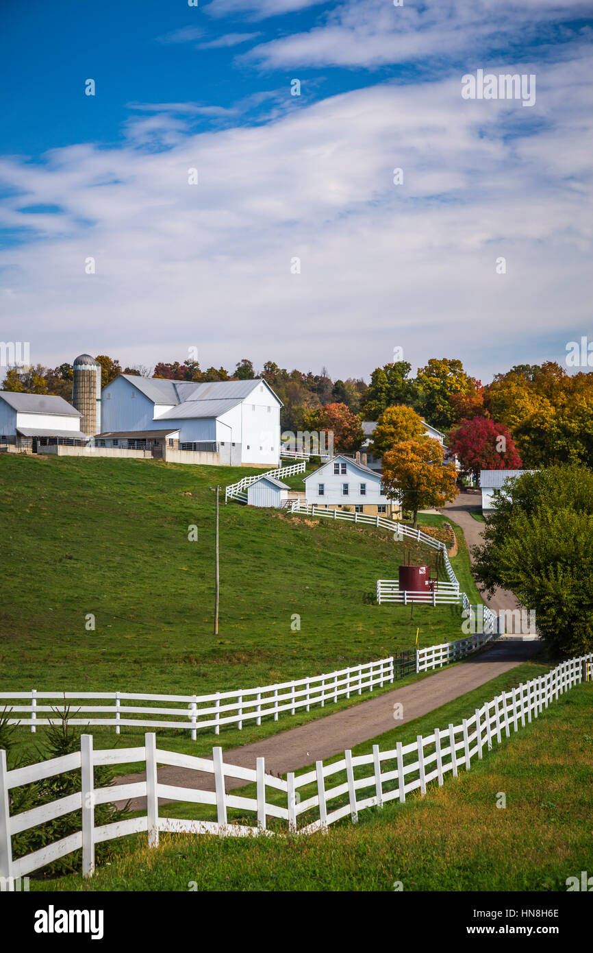 An Amish farm with house and barn near Charm, Ohio, USA Stock Photo - Alamy