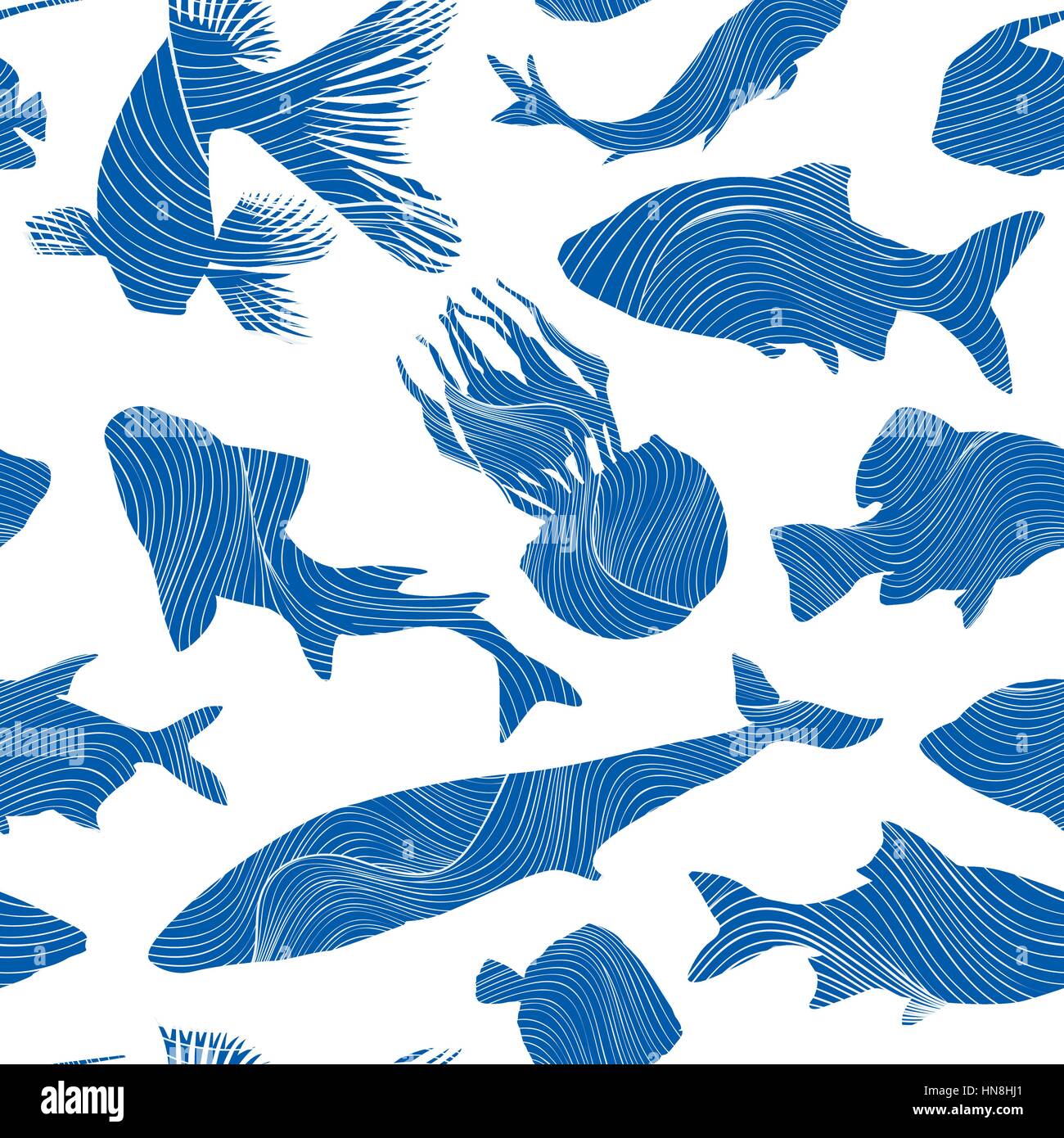 Marine life seamless texture. Fish background. Underwater pattern Stock ...