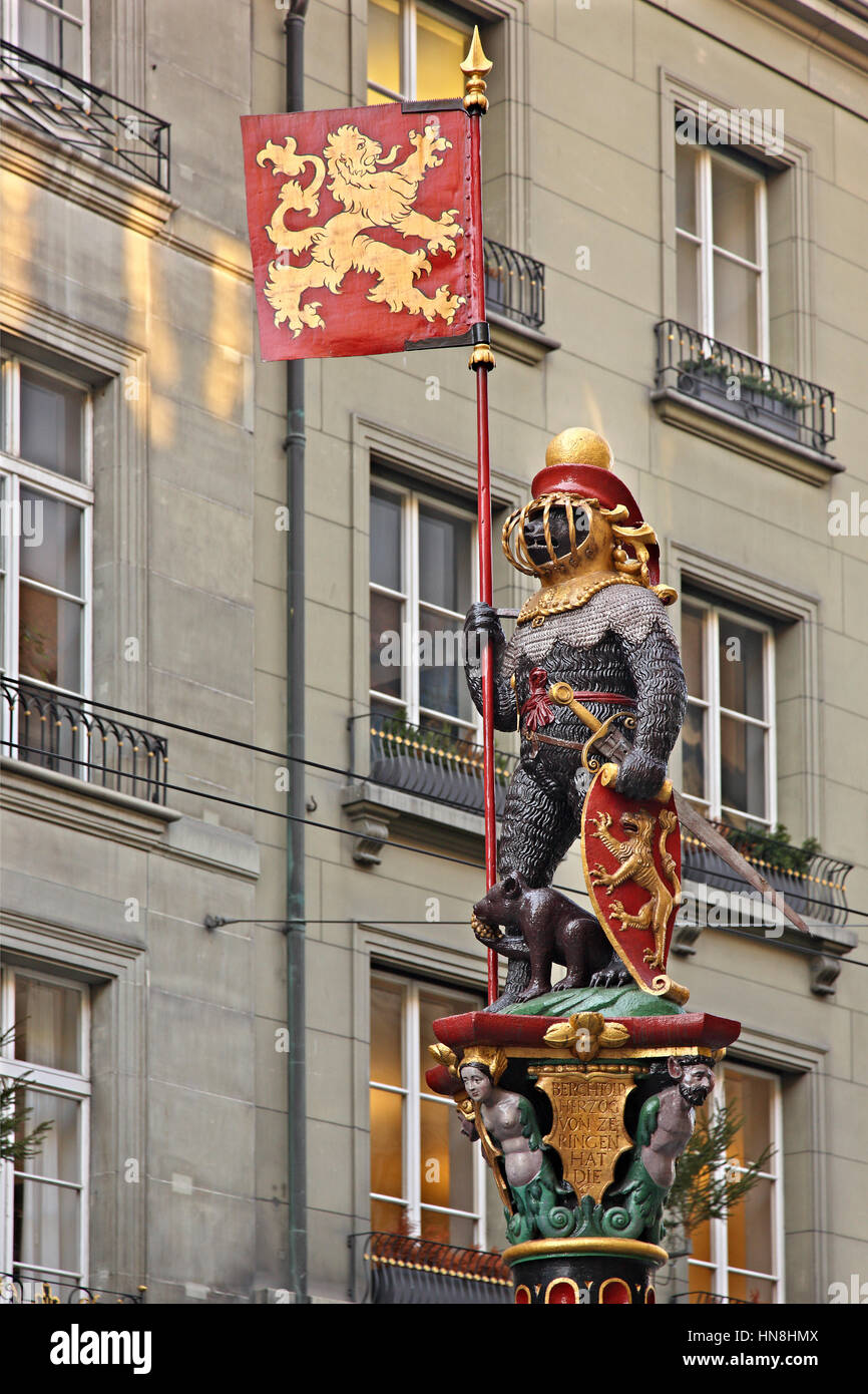 A bear - symbol of Bern- in one of the dozens of fountains in the Old ...