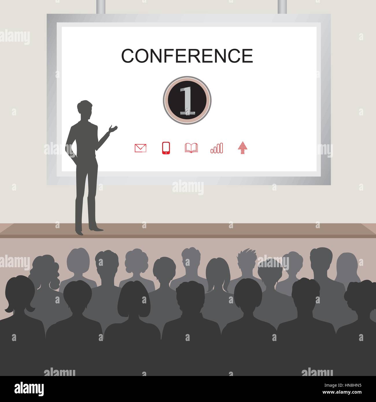Conference room illustration. People at the conference hall. Business ...