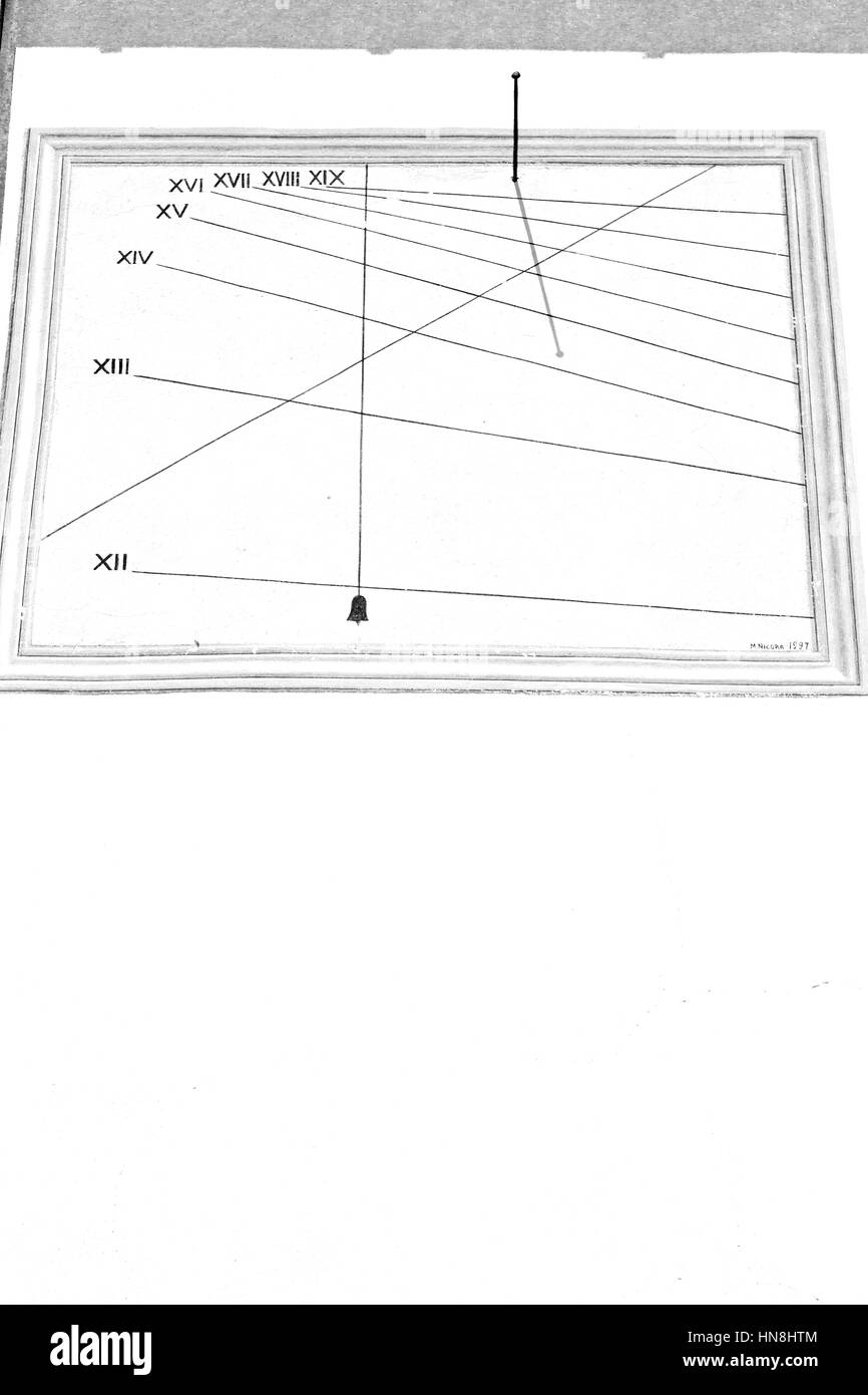 in italy sundial and gnomon antique historical medieval decoration wall ...