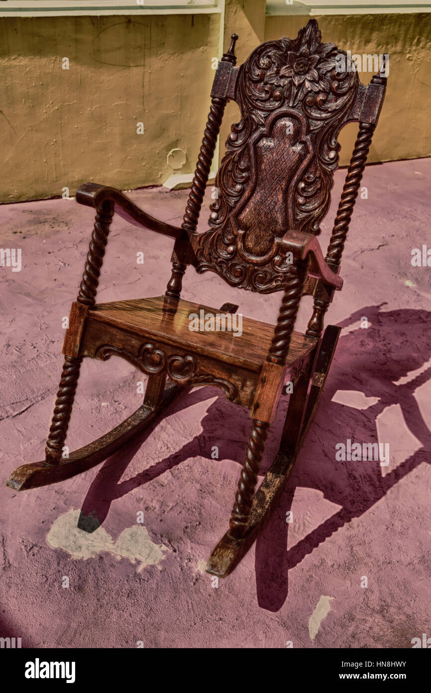 in philippines old dirty terrace whith rocking chair empty Stock Photo ...